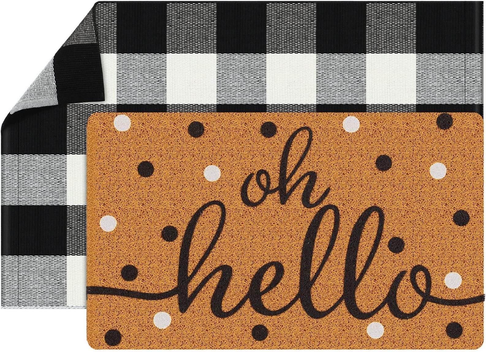 Amazon.com: 2 Piece Buffalo Outdoor Rug Oh Hello Door Mat Coir Welcome ...