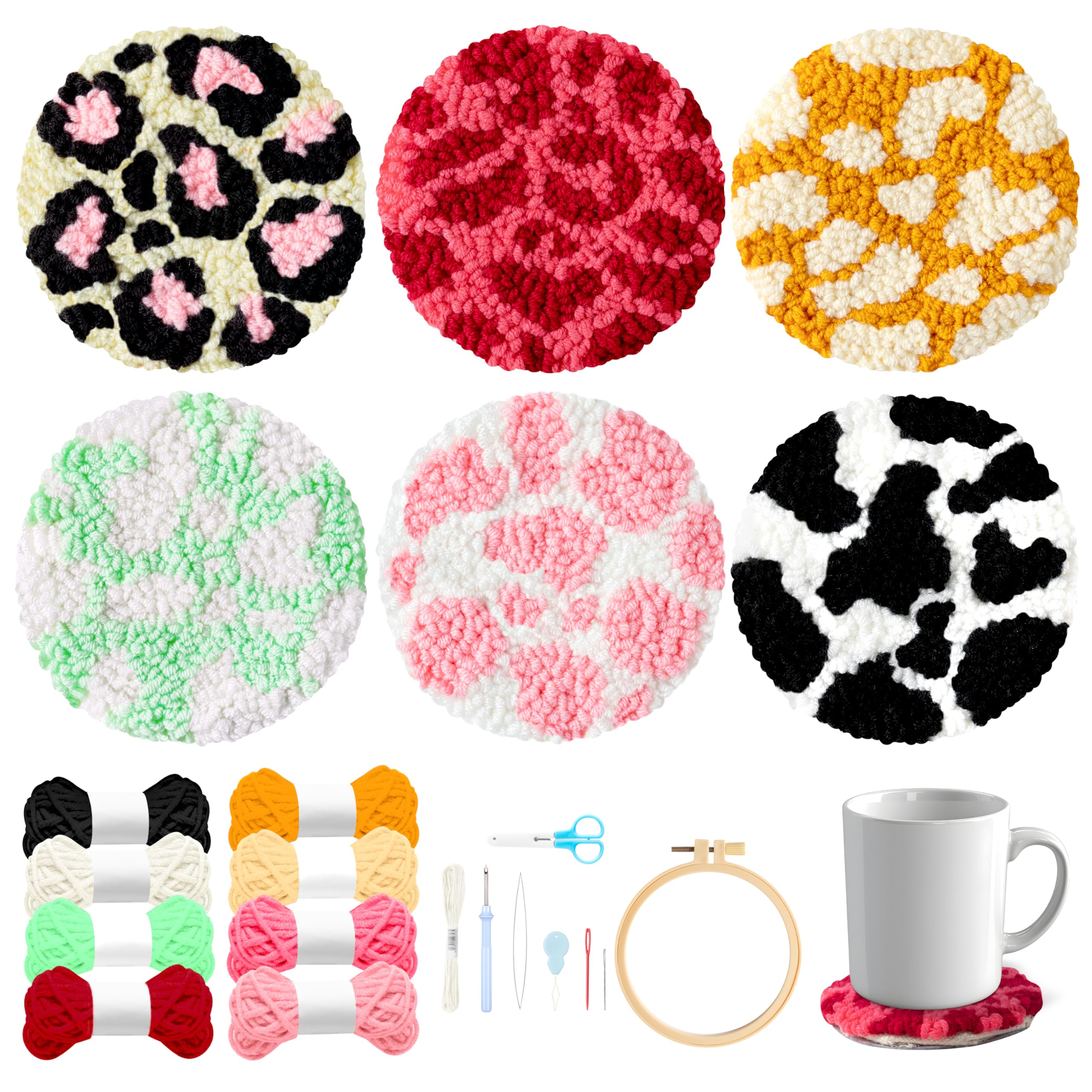 Amazon.com: WATINC Spotted Punch Needle Coaster Kit - 22Pcs Crafts ...