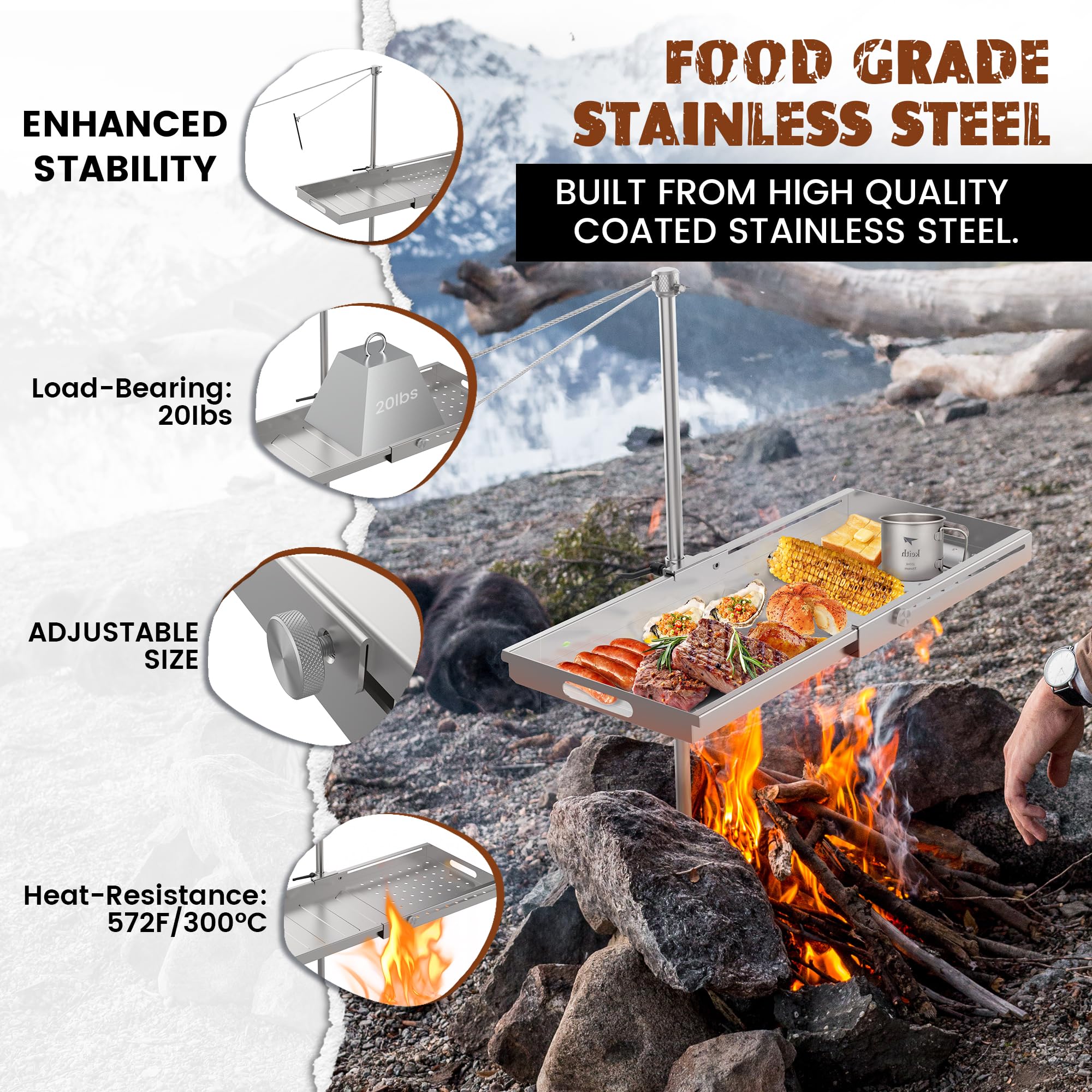 Snapklik.com : Stainless Swivel Campfire Grill, Heavy-Duty Campfire ...