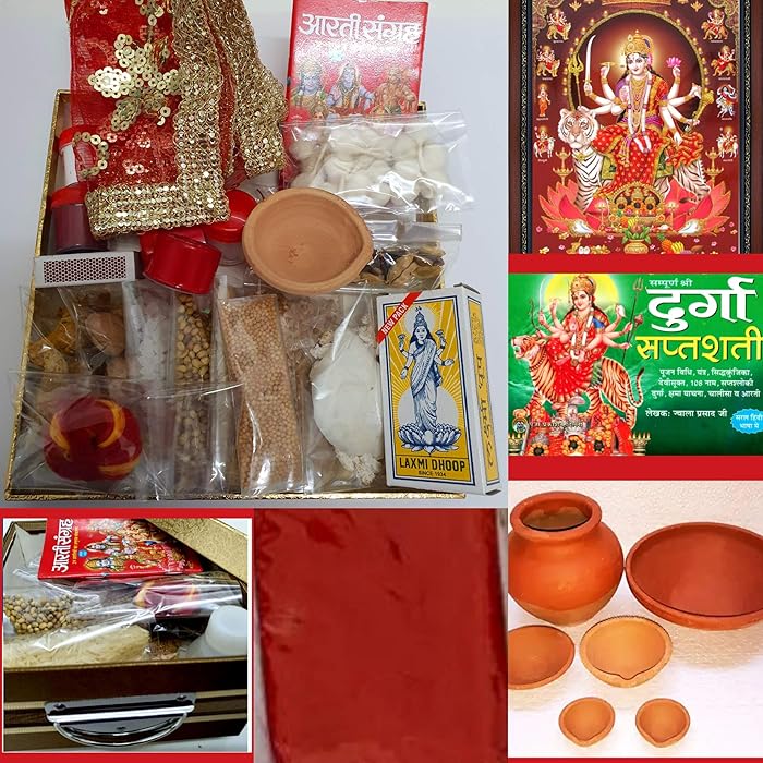 Buy Navratri/Nava Durga Mata Pujan Full Kit with Pooja Vidhi and High Quality Pooja Box | Pujan ...