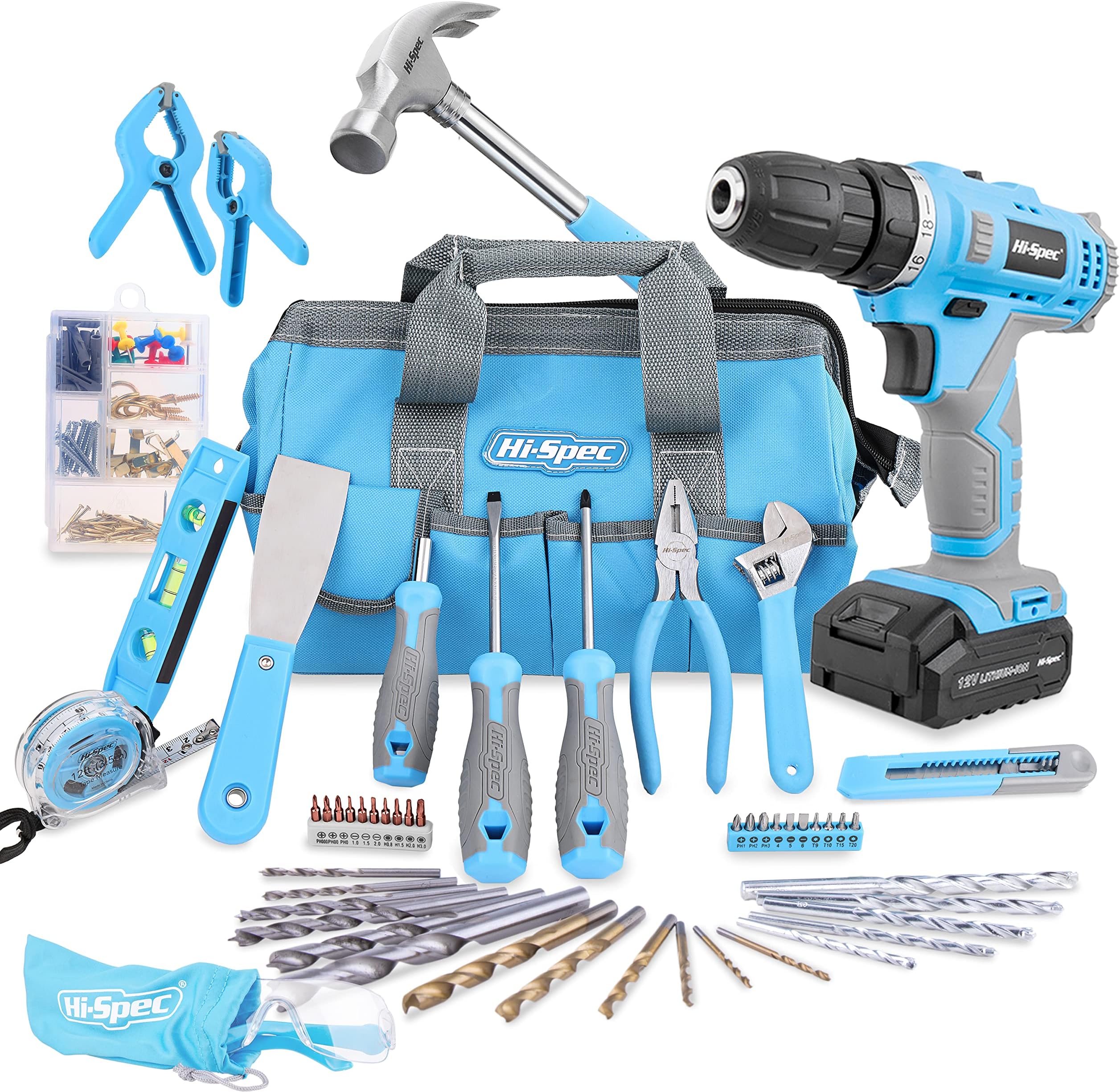 Hi-Spec 84pc 12V Cordless Drill Driver Set Electric Battery Powered ...