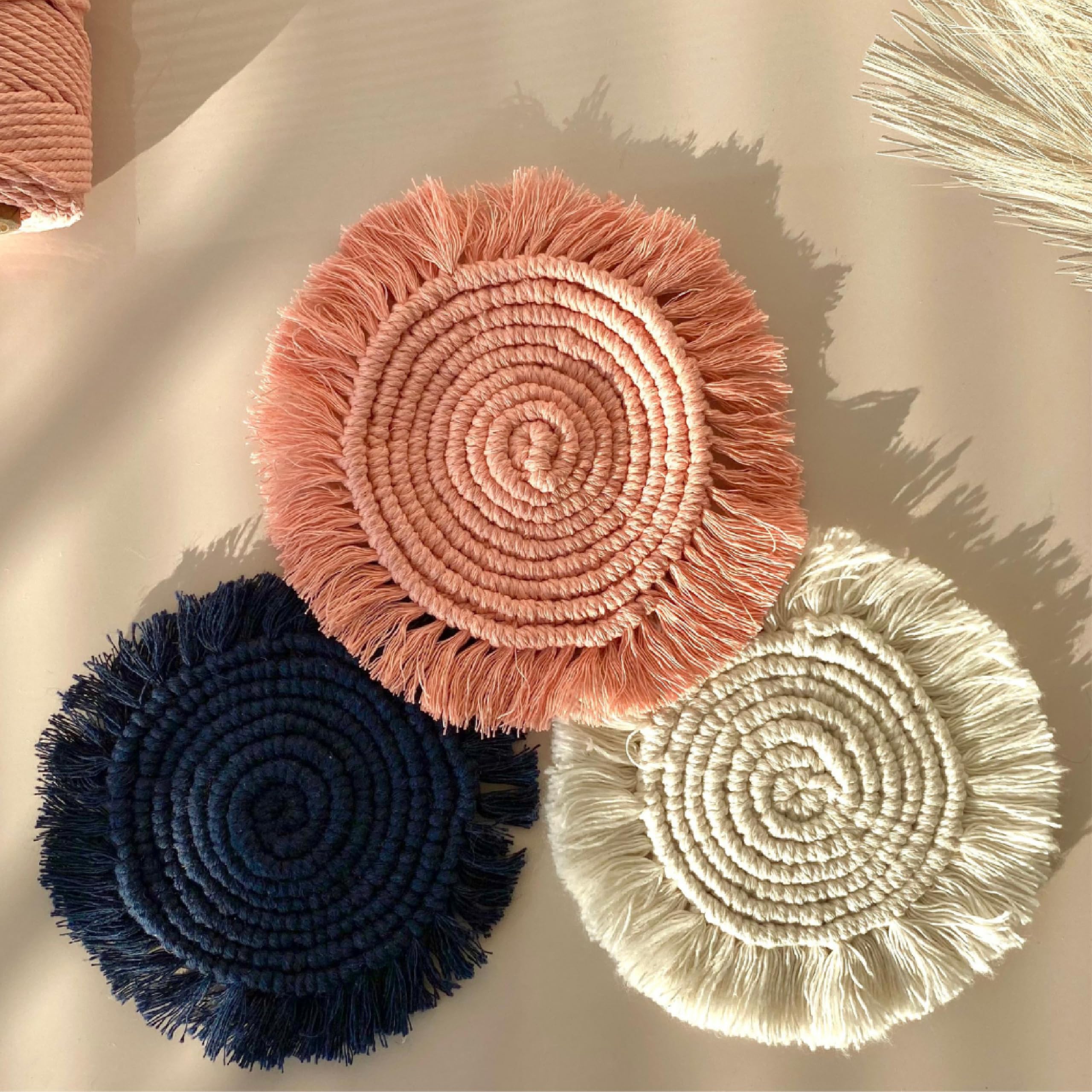 Amazon.com: Mei's Decor 3 Colors Macrame Coaster DIY Kit for beiginner ...