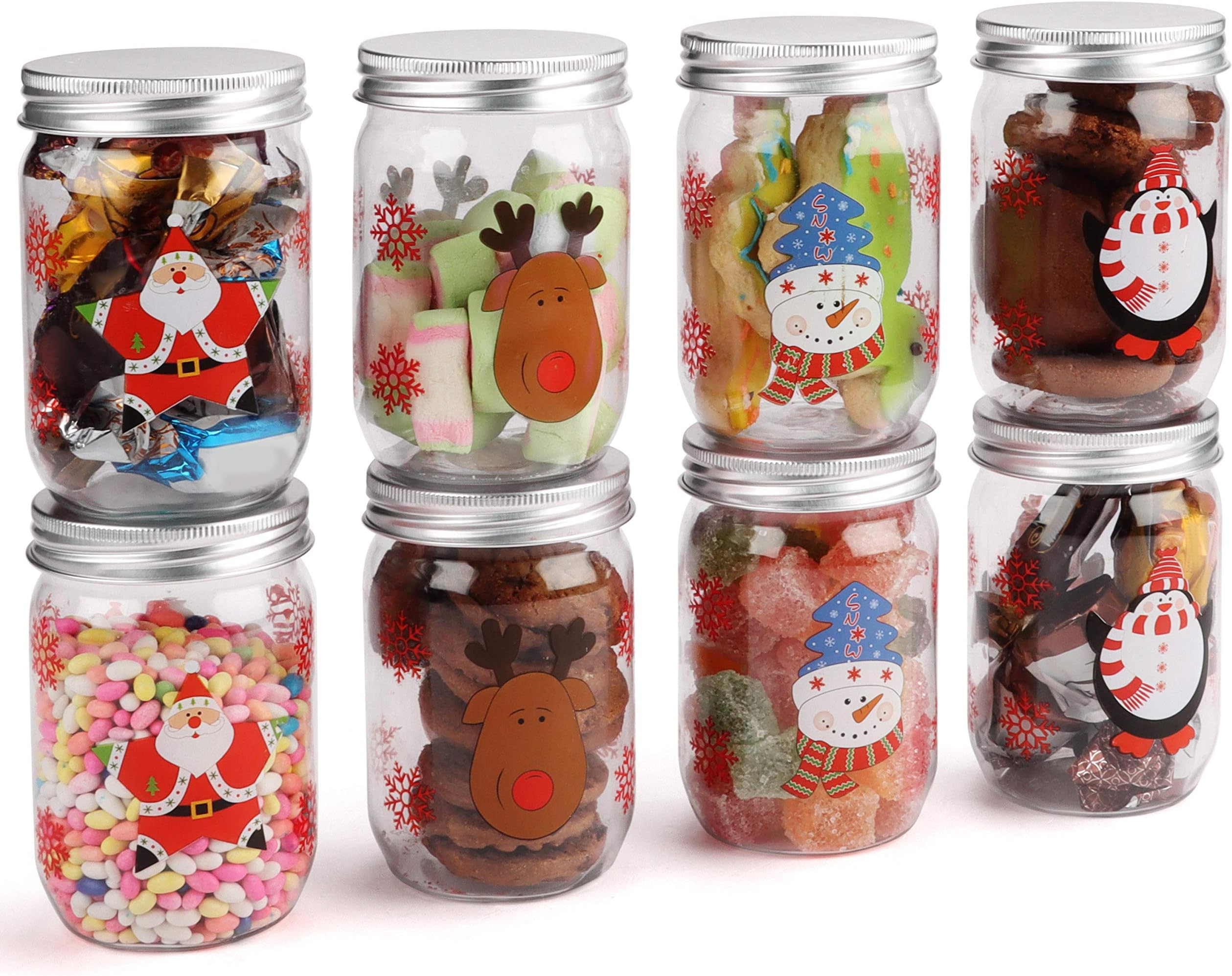 BELLE VOUS Christmas Candy Jars (8 Pack) - 260ml Plastic Storage Jar ...