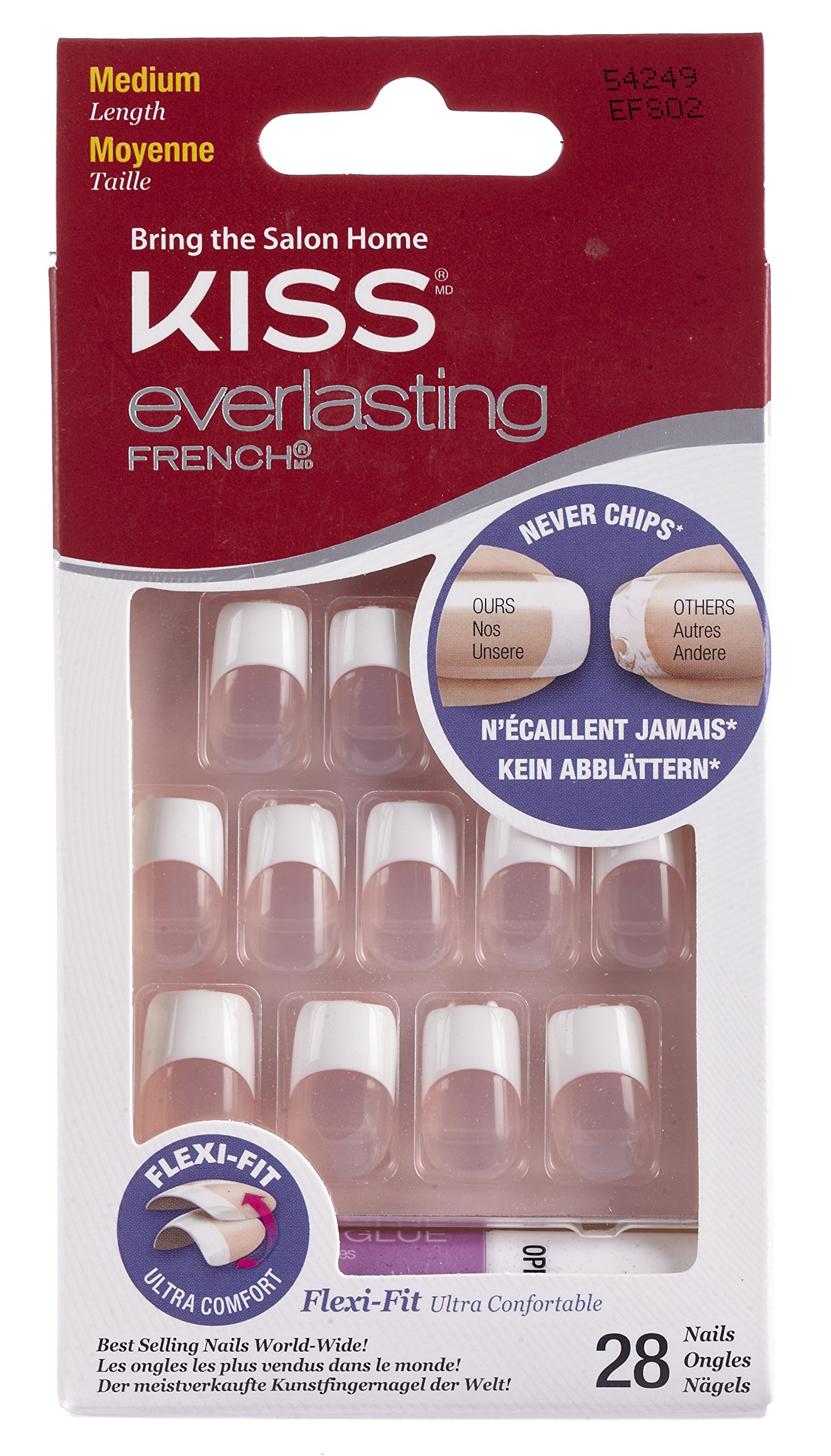 Amazon.com: KISS Everlasting French Manicure Kit, Chip-Free Fake Nails ...