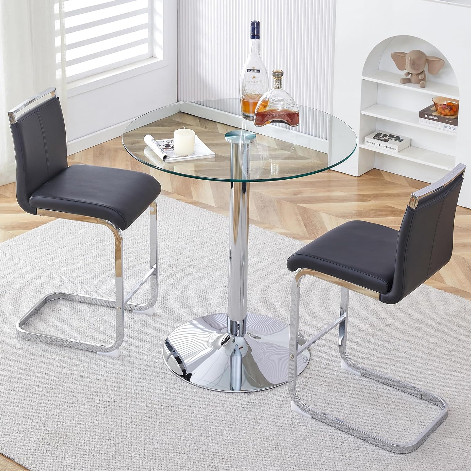 Amazon.com - gopop 3 Piece Dining Table Set for 2, Modern Round Glass ...
