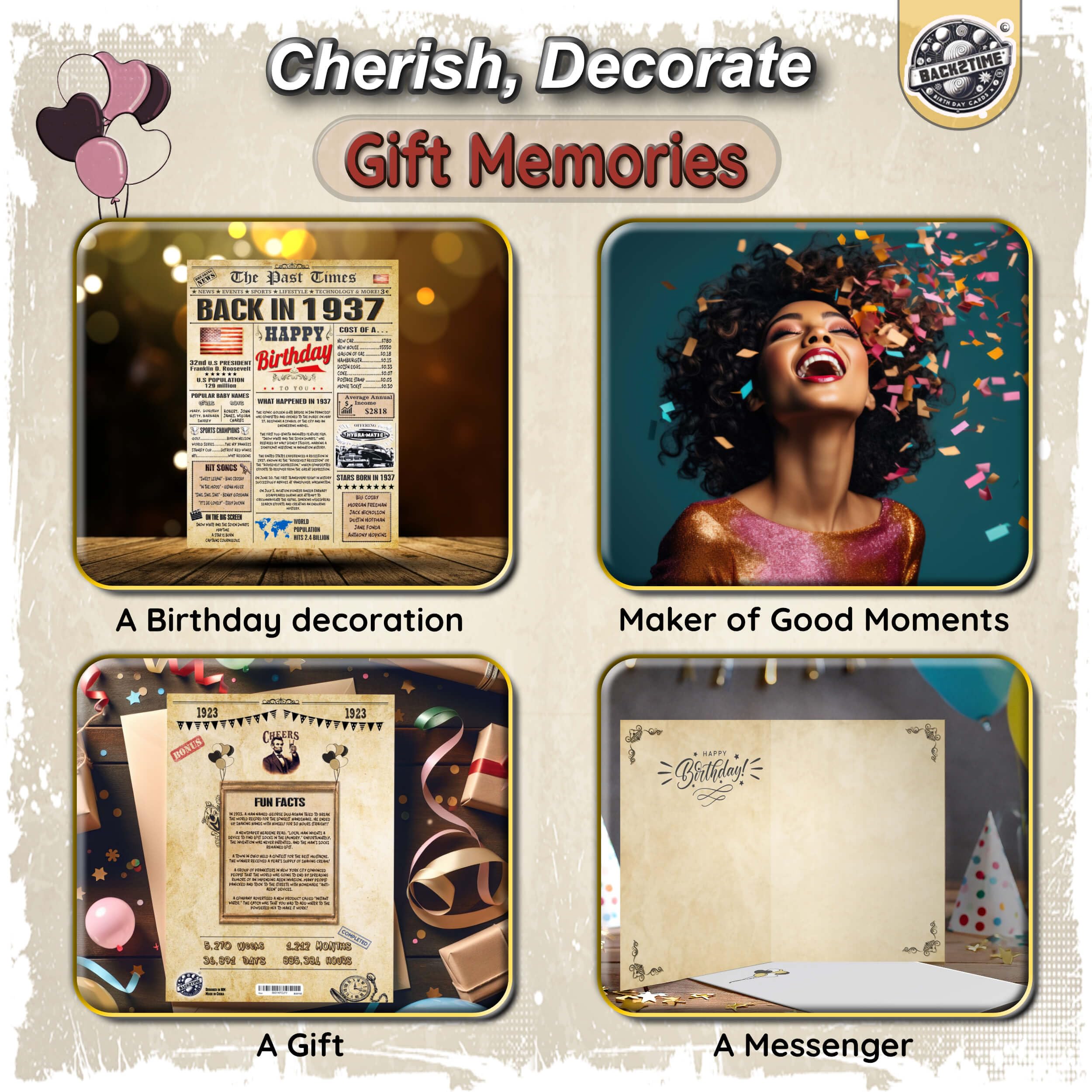 Snapklik.com : Back2Time 89th Birthday Cards For Men & Women - Back In ...