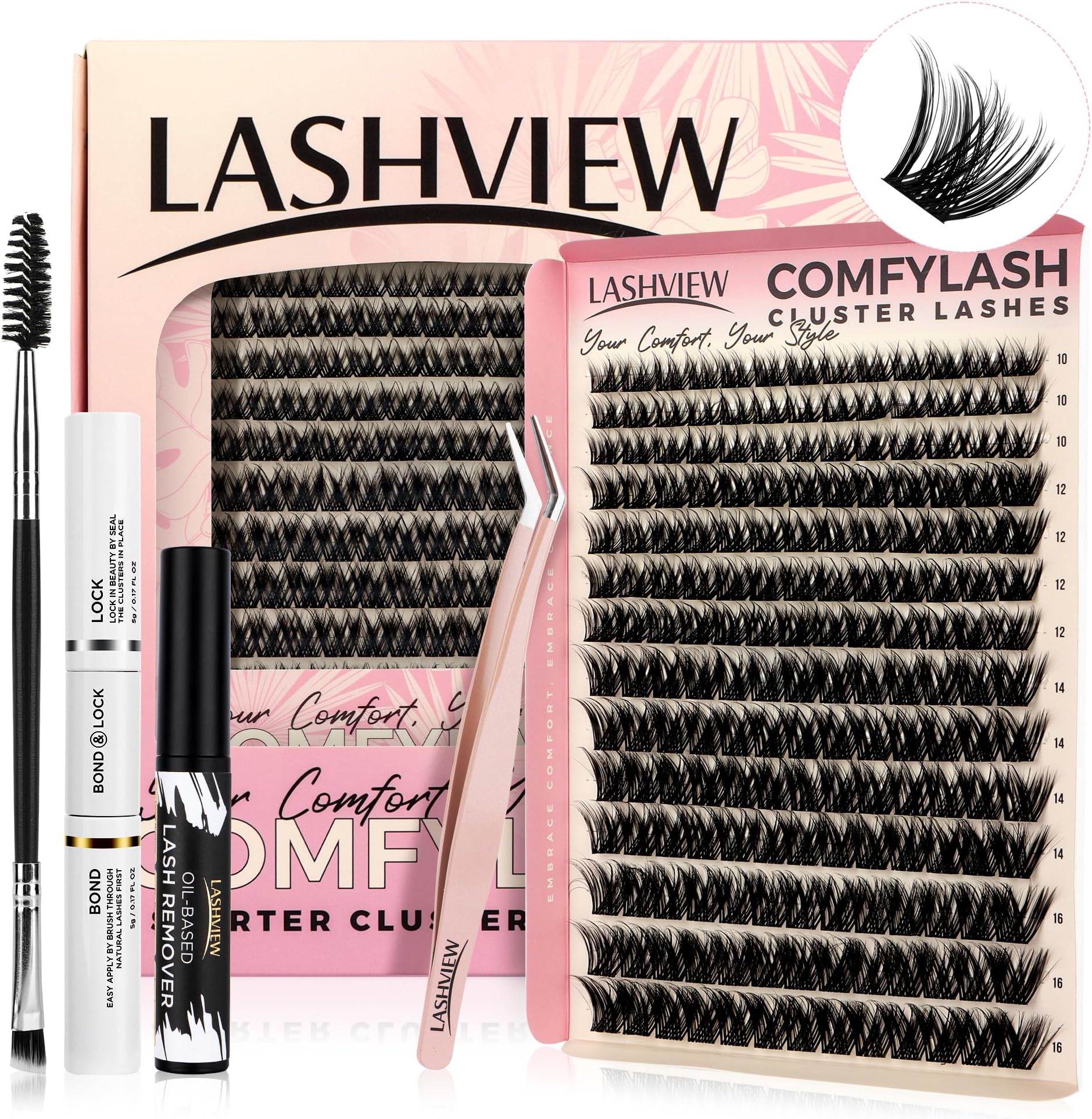 Amazon.com: LASHVIEW DIY Lash Extension Kit, 182pcs Cluster Eyelash ...