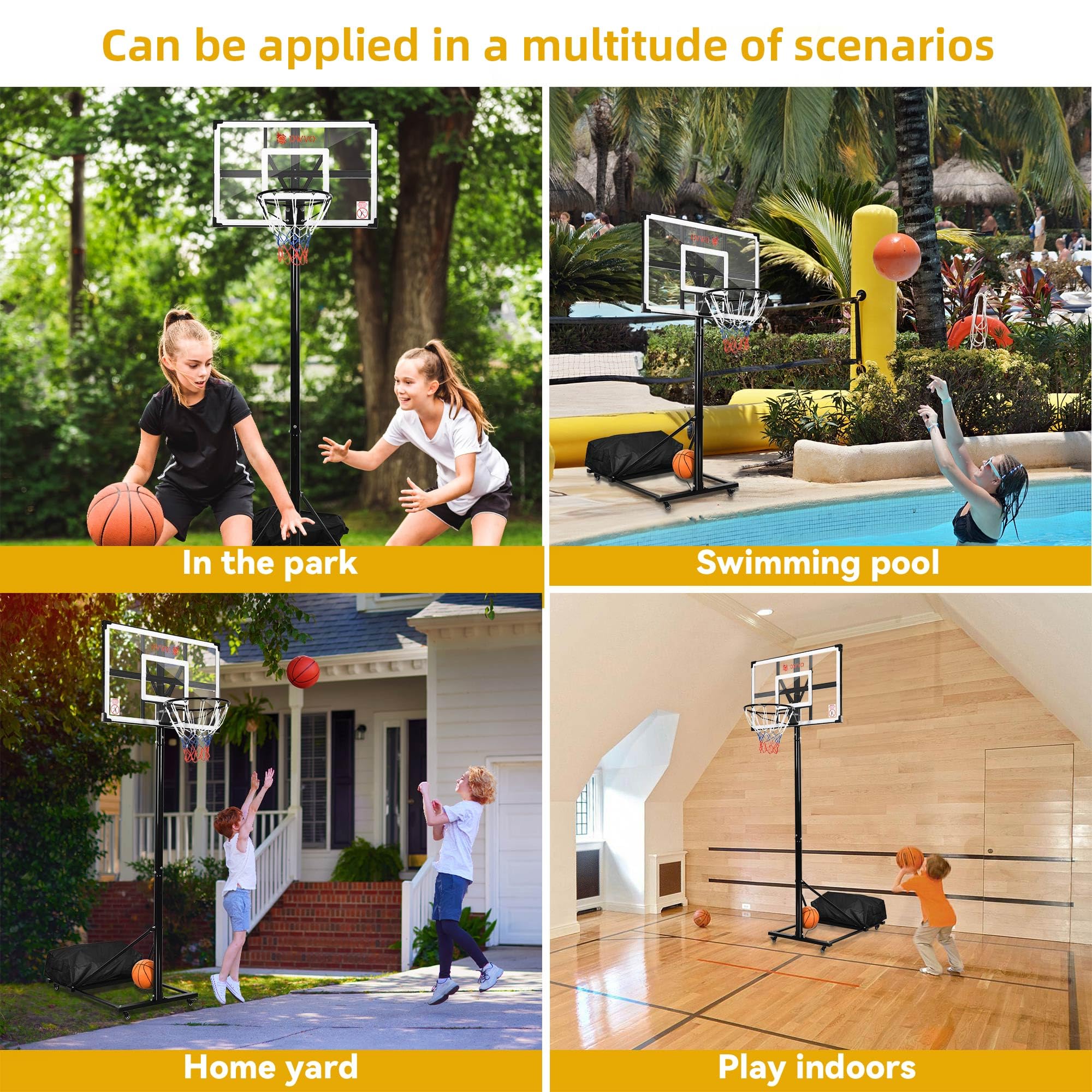 Snapklik.com : DWVO Basketball Hoop Outdoor 10 FT Adjustable, Portable ...