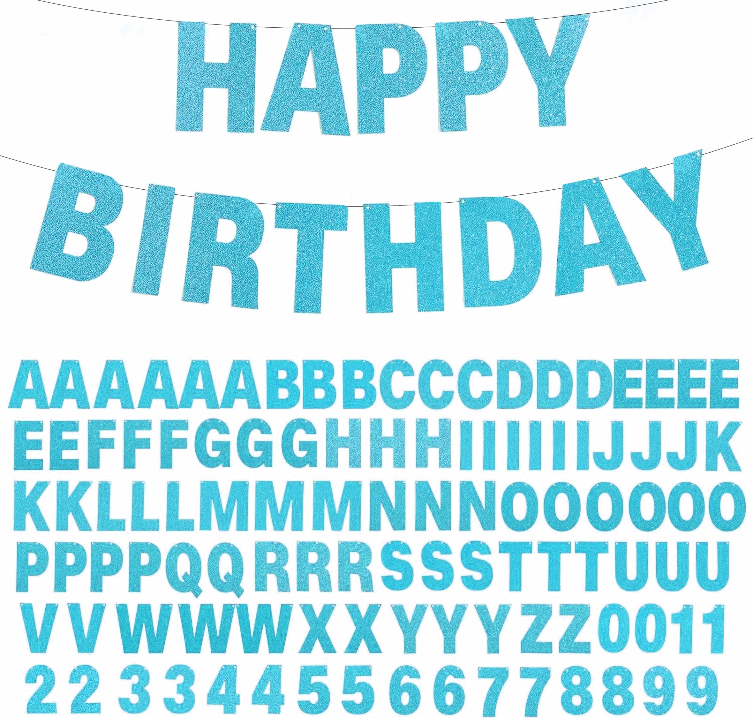 Amazon.com: 107 Pcs DIY Blue Party Banner, A to Z Letters 0 to 9 ...
