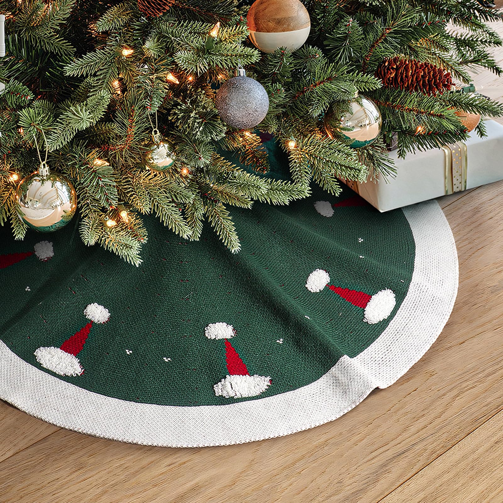 Amazon.com: XAMSHOR 24 Inches Knit Christmas Tree Skirt, Rustic Knitted ...