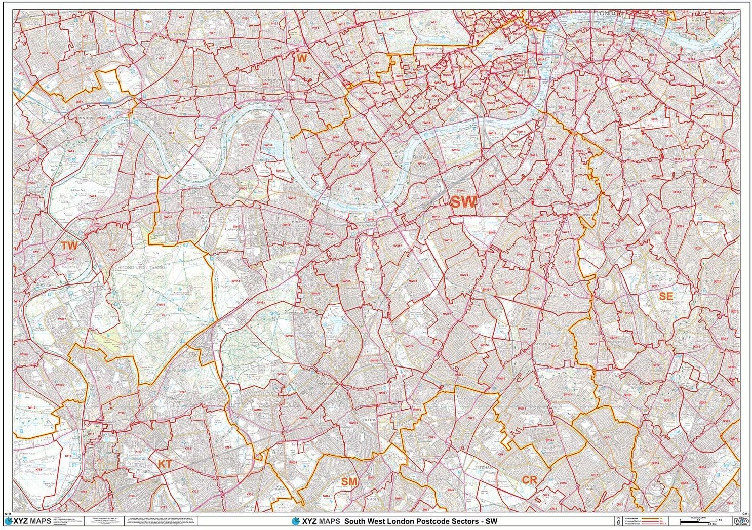 South West London - SW - Postcode Wall Map - Paper : Amazon.co.uk ...