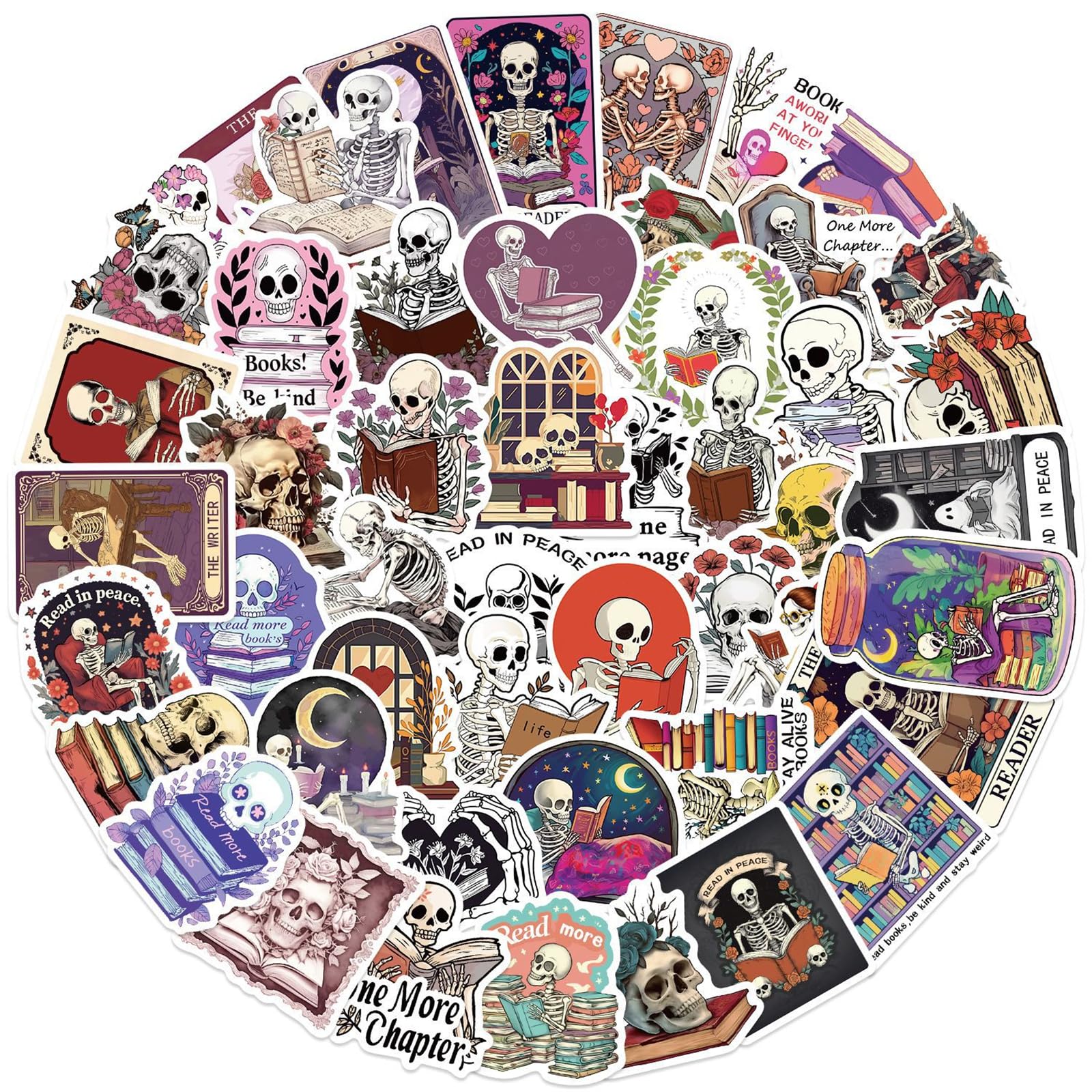 Amazon.com: 50PCS Bookish Reading Stickers for Kindle Adult,Skull Book ...