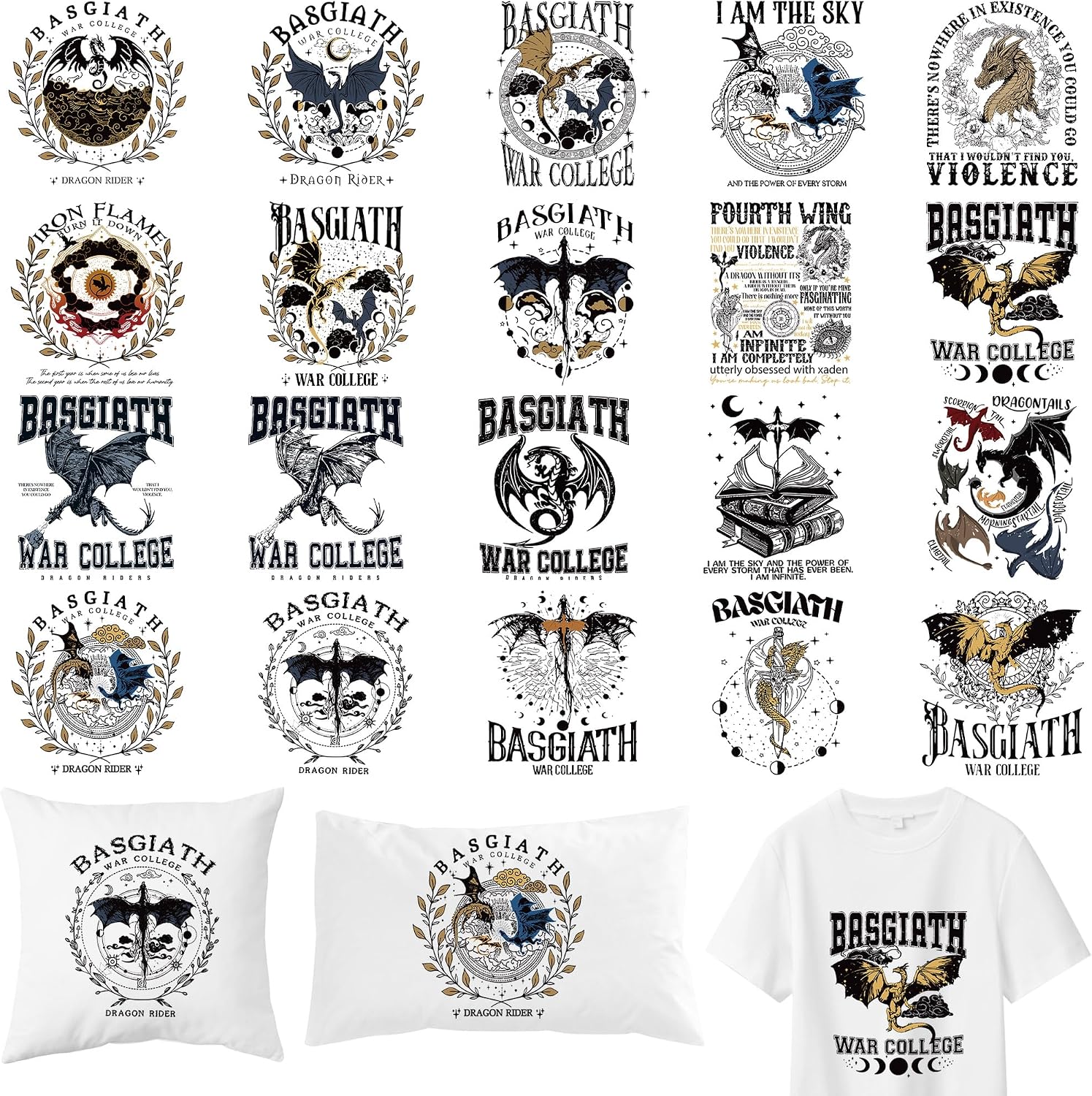 Amazon.com: 20 Sheets Dragon Iron on Transfers for T-Shirts, Fantasy ...