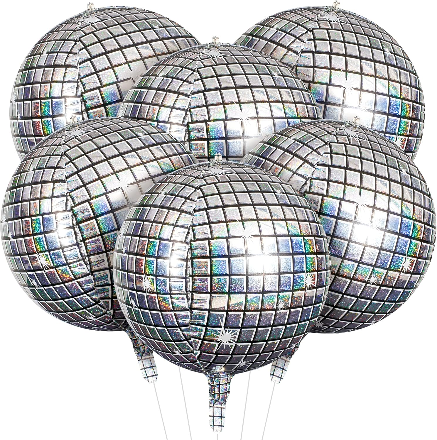 Amazon.com: HOUSE OF PARTY Silver Disco Ball Balloons - 6 Pcs - Mylar ...