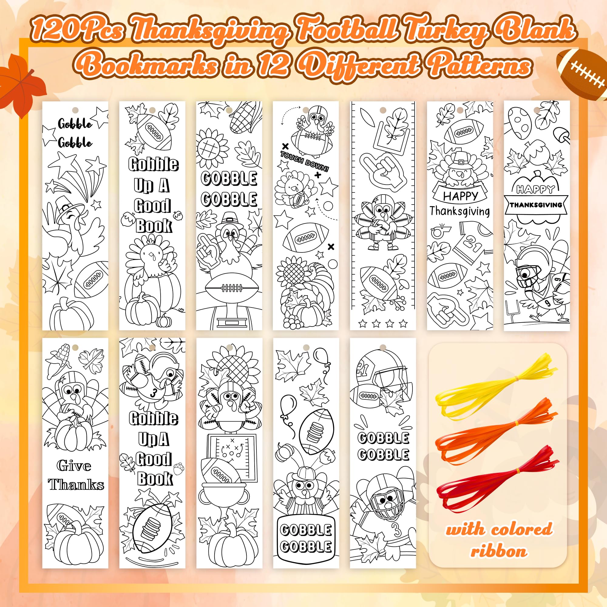 Snapklik.com : Fall Color Your Own Bookmarks For Kids -120Pcs ...