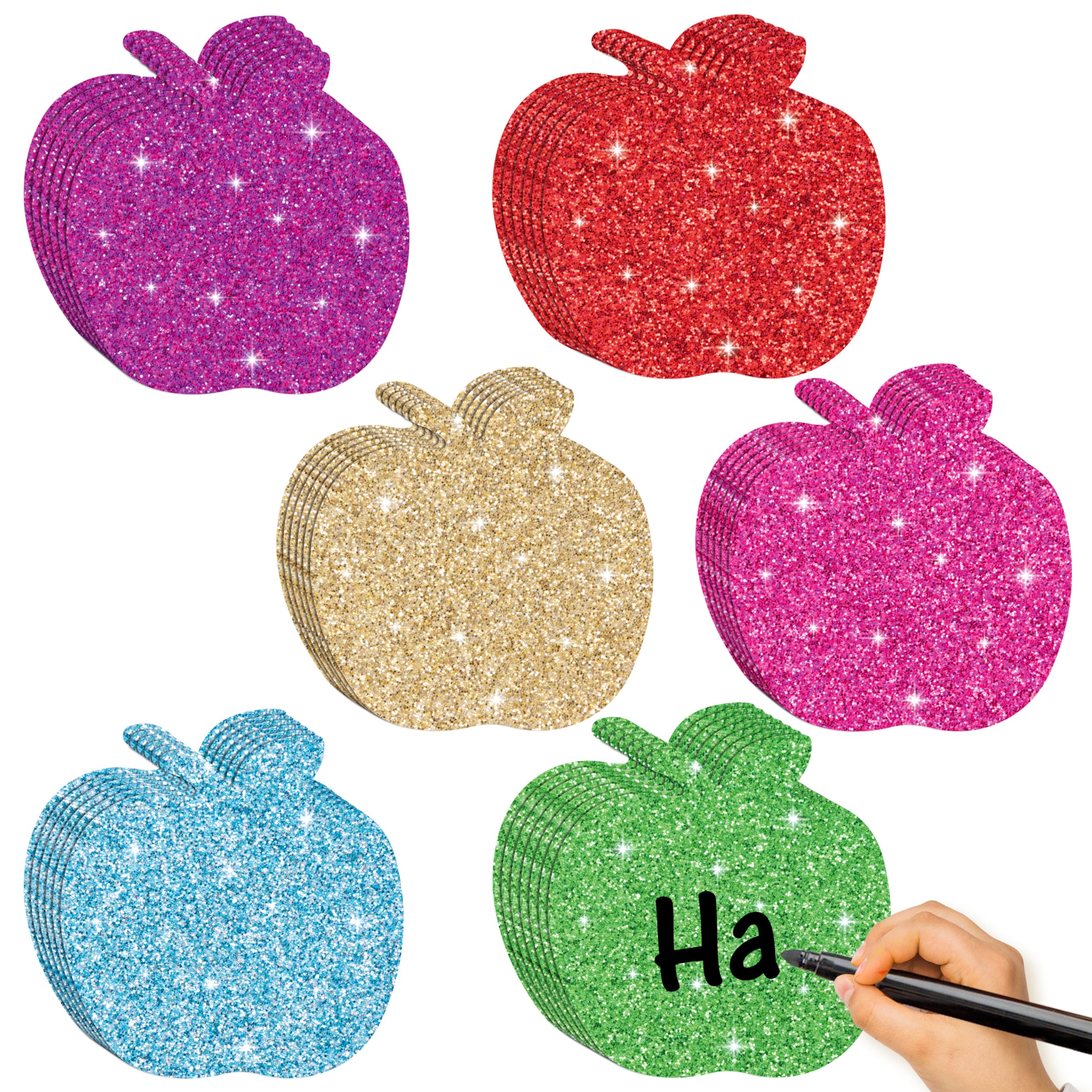 Amazon.com: 100Pcs Apple Cutouts, Assorted Color Fall Glitter Apple Cut ...