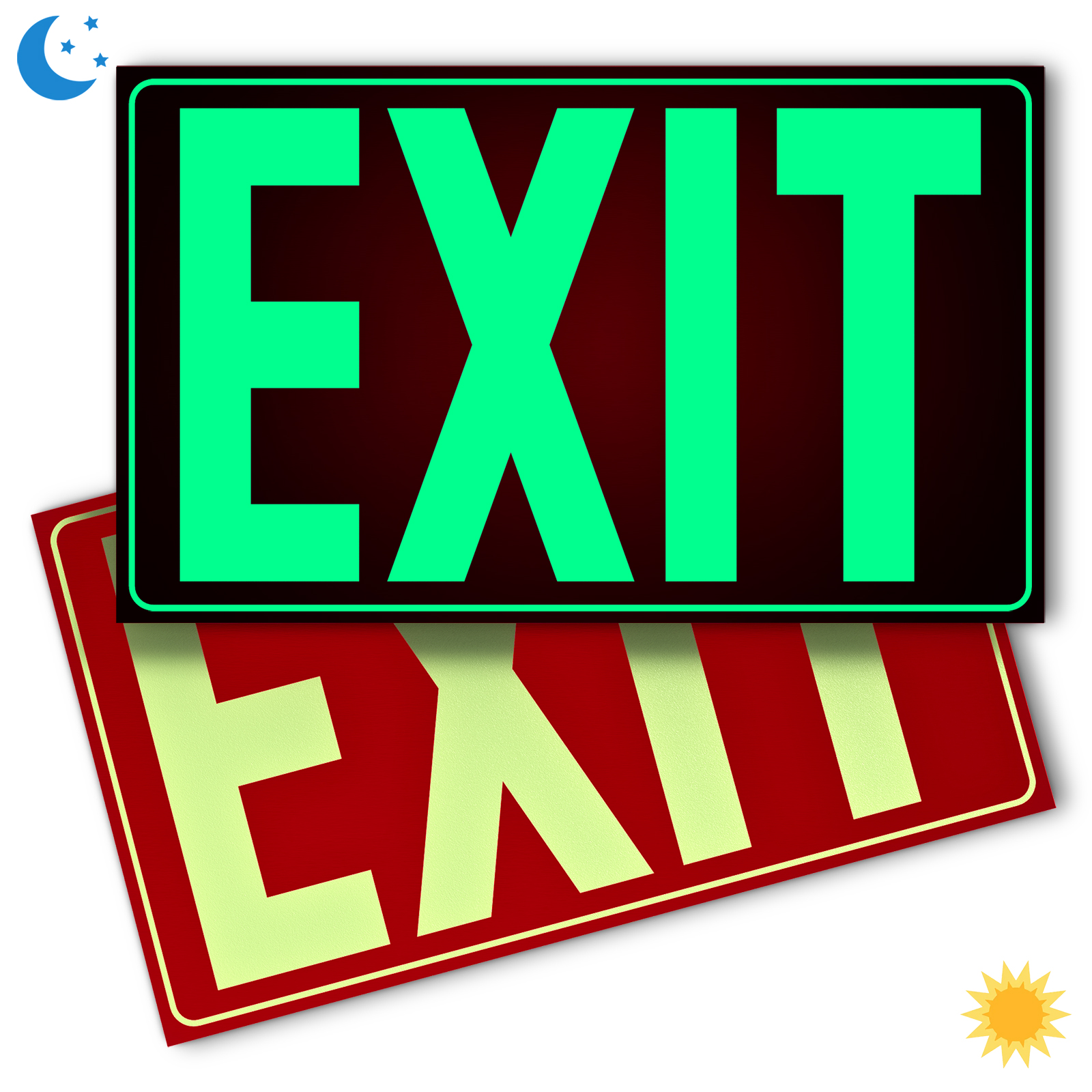 Snapklik.com : Glow In The Dark Photoluminescent Exit Sign Red ...