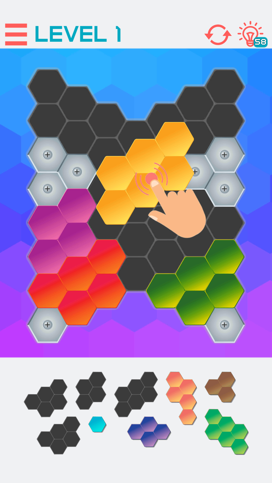 Hexagon Graph Puzzles - Fill The Board with Shapes - App on Amazon Appstore