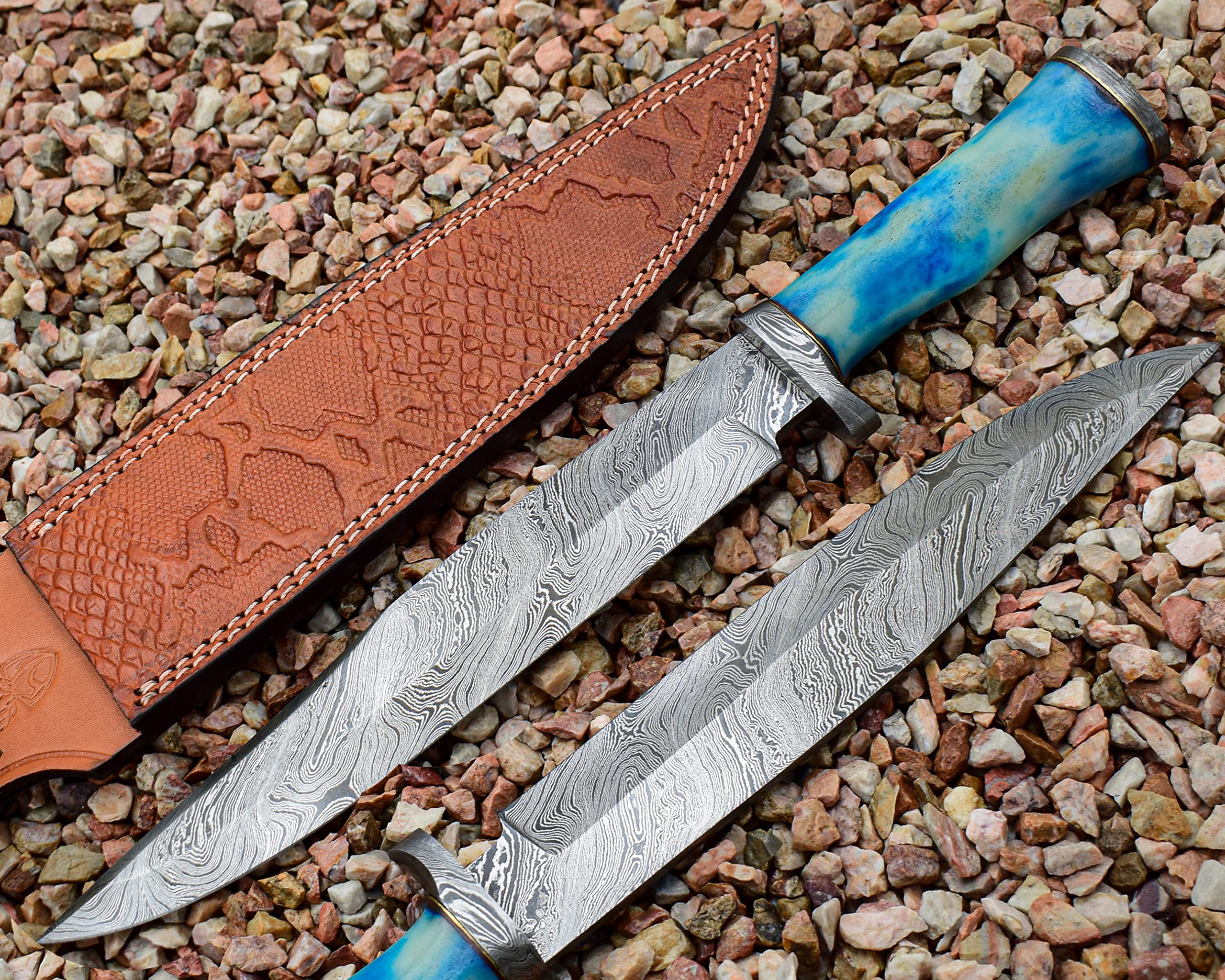 Custom Handmade Survival Knife Hunting Knife Damascus Knife True Layers ...
