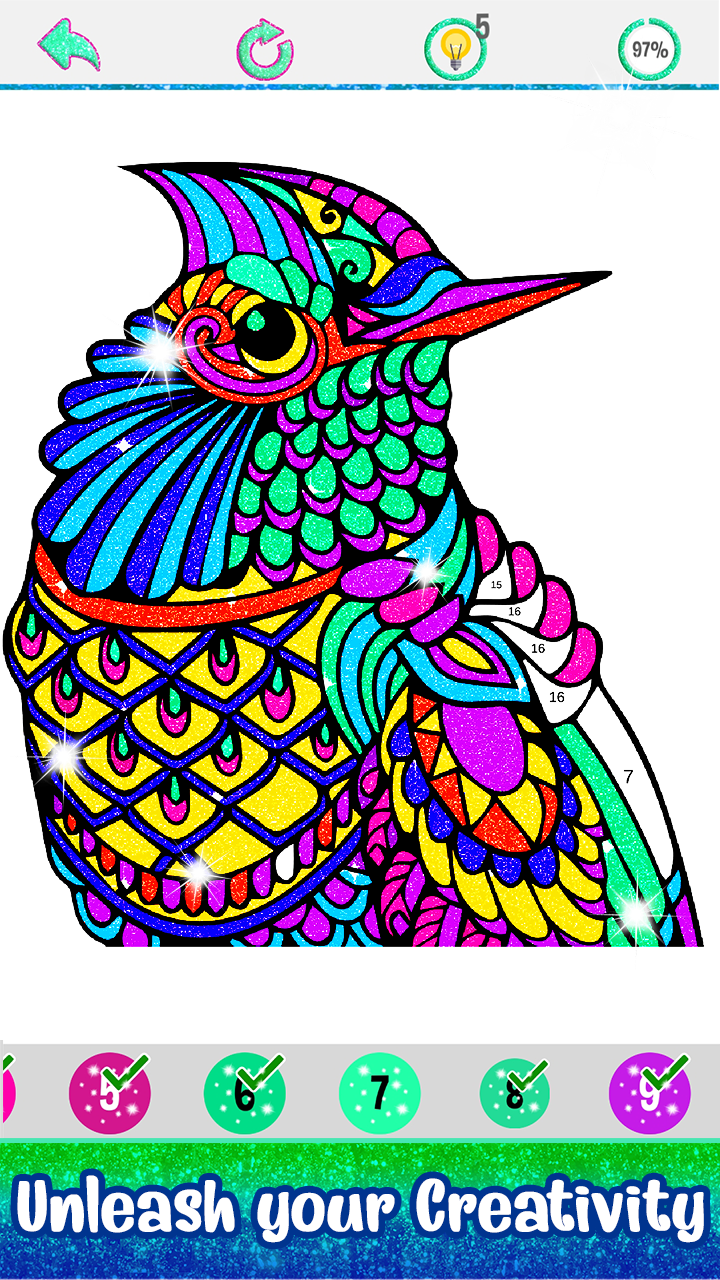 Glitter Color by Number - Grownups Coloring Book Pages:Amazon.co.uk ...