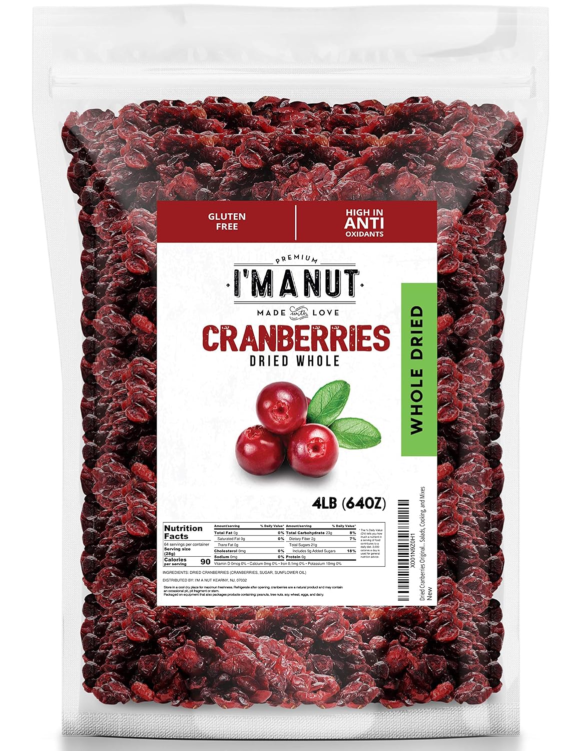 Amazon.com: Dried Cranberries Original 4 Pounds,Resealable Bag, High in ...