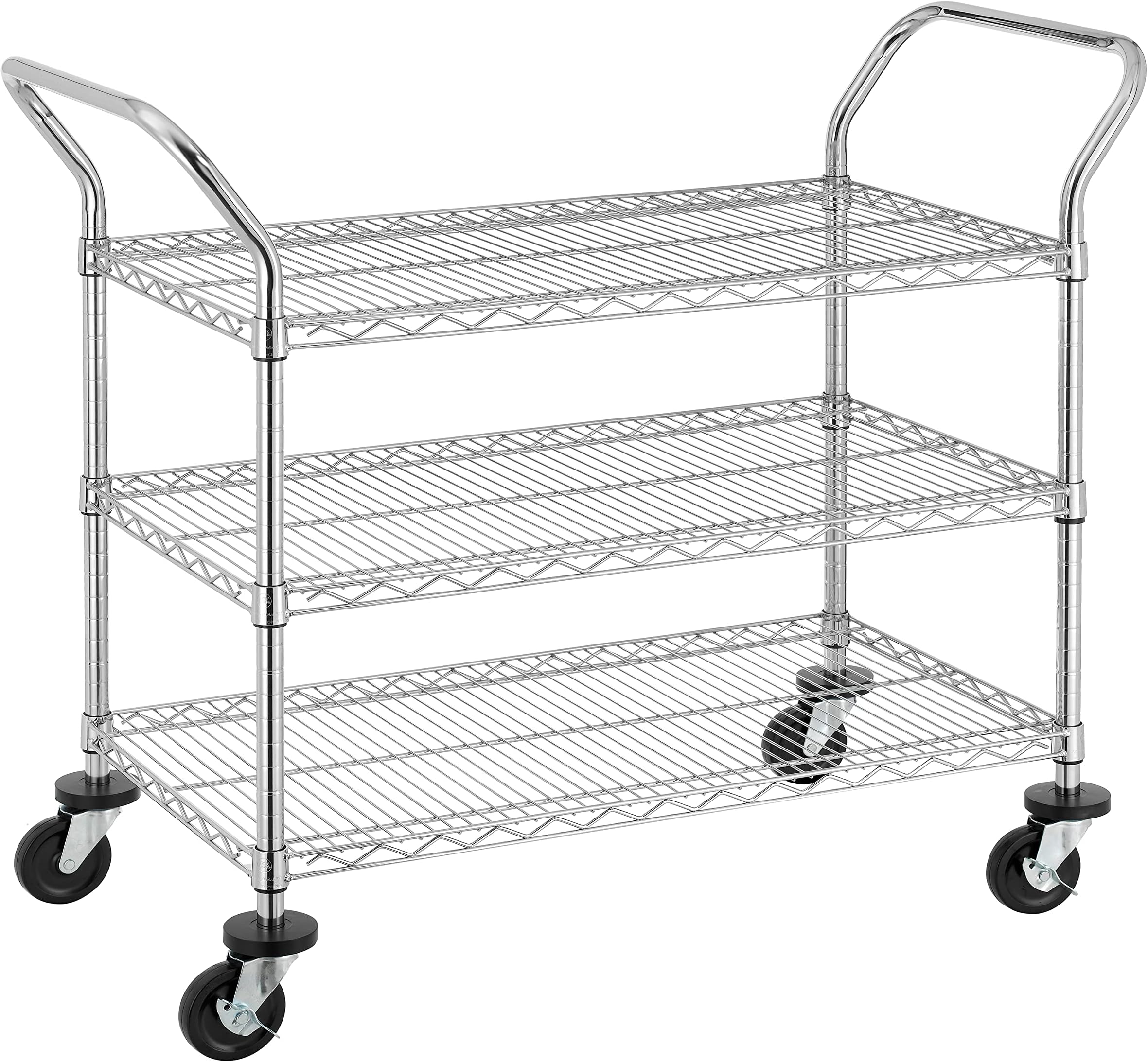 Amazon.com: VEVOR Kitchen Utility Cart, 37.5"x19.7"x37.7" 3 Tiers Wire ...