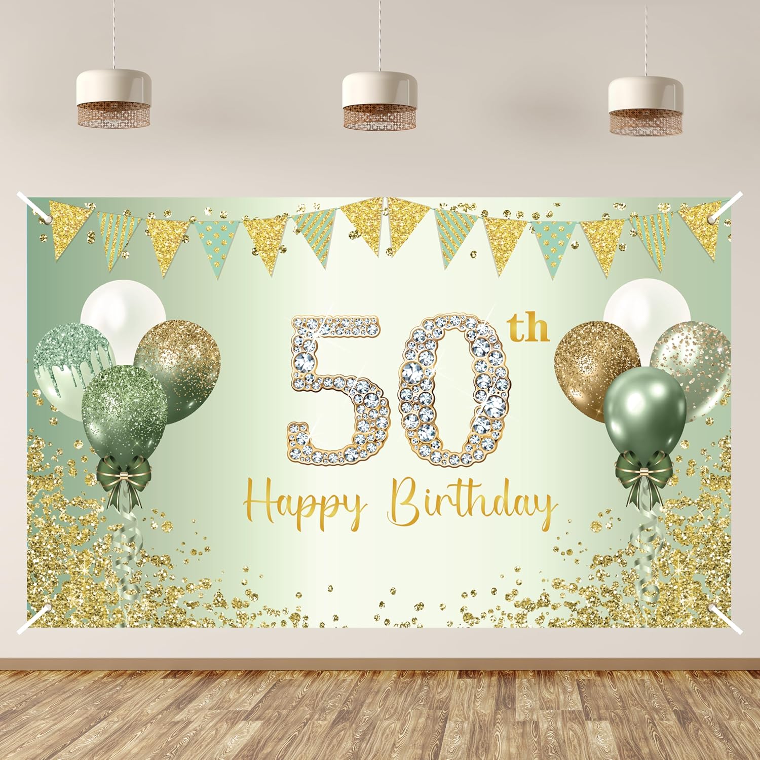 Amazon.com: Happy 50th Birthday Decorations for Women Men, Sage Green ...