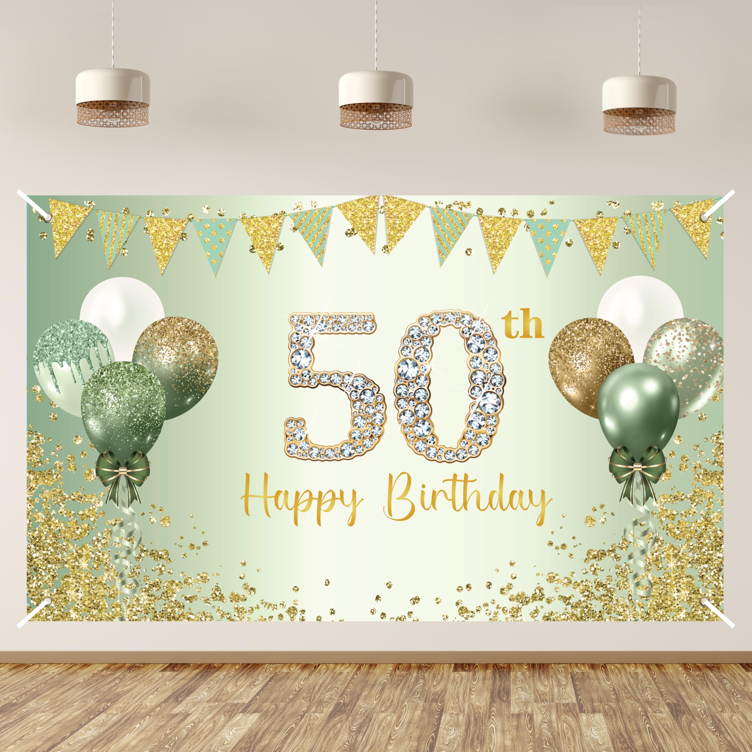 Amazon.com: Happy 50th Birthday Decorations for Women Men, Sage Green ...