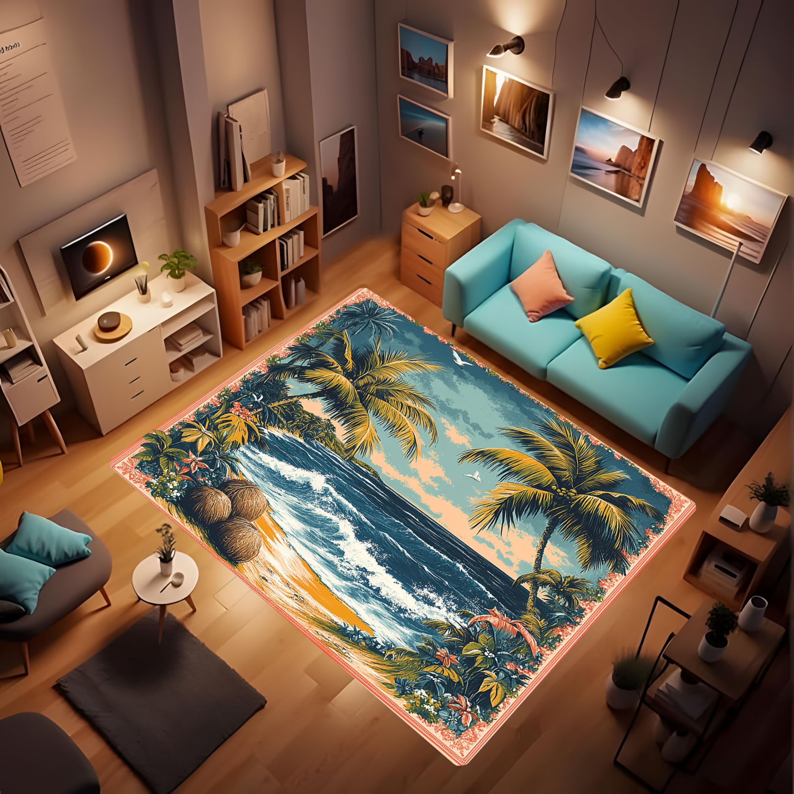 Amazon.com: Retro Style Tropical Exotic Beach Palm Tree Coconut Ocean ...