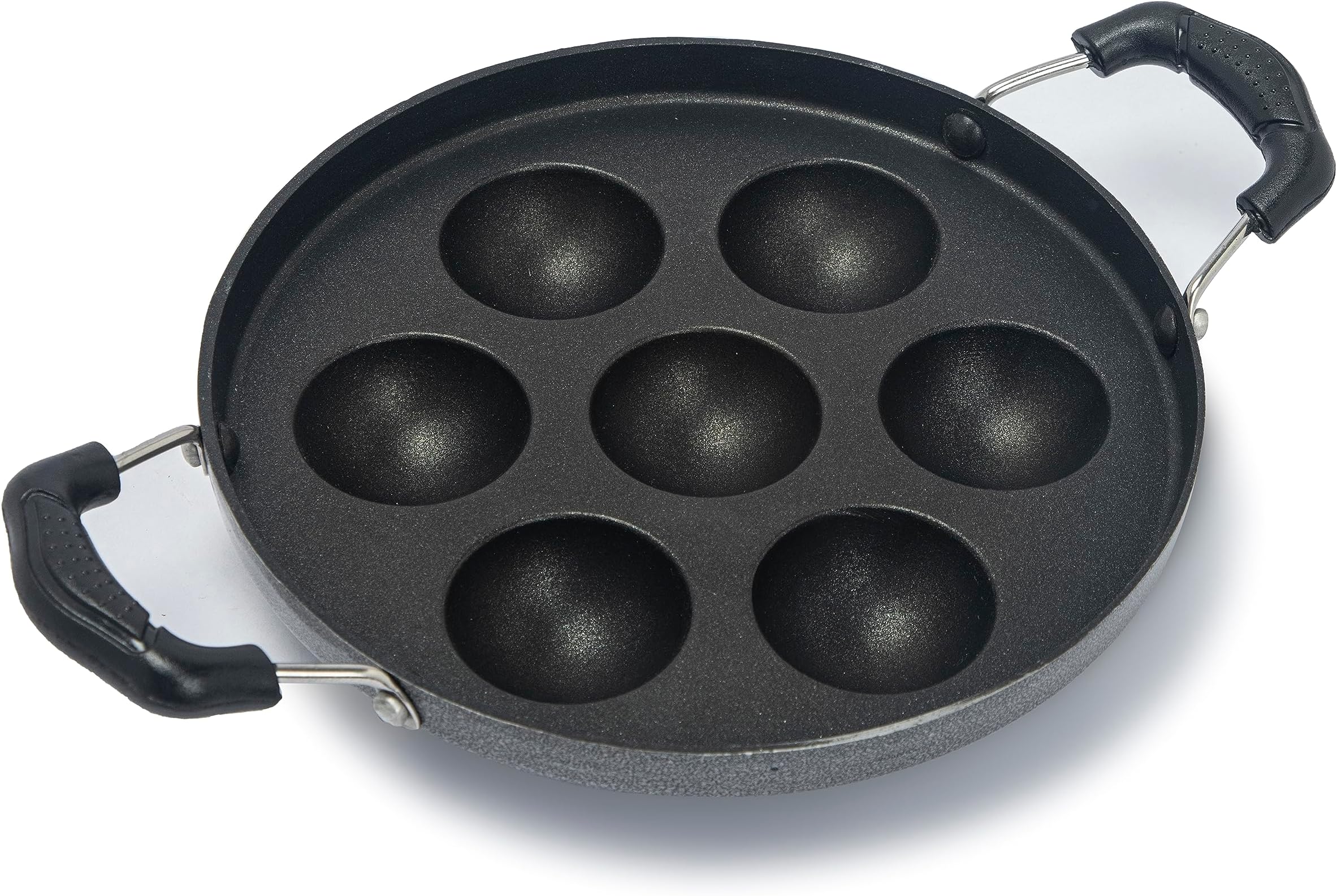Buy Senora Pre Seasoned Cast Iron Paniyaram Pan 7 Cavities, 16 cm Appam ...