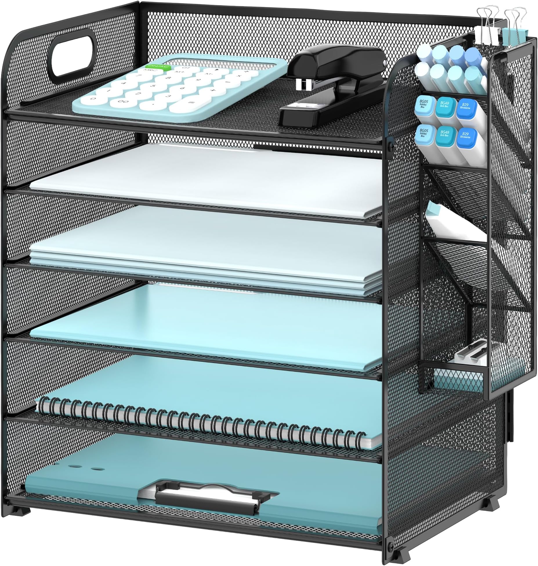 Amazon.com: SUPEASY 6 Tier Paper Organizer with 4 Pen Holders, Mesh ...