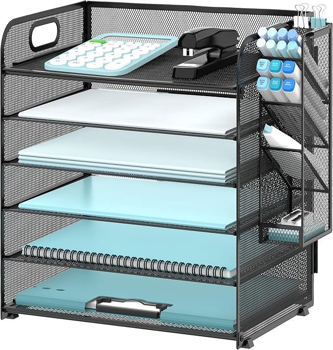 Amazon.com: SUPEASY 6 Tier Desk Organizer with 4 Pen Holders, Mesh ...