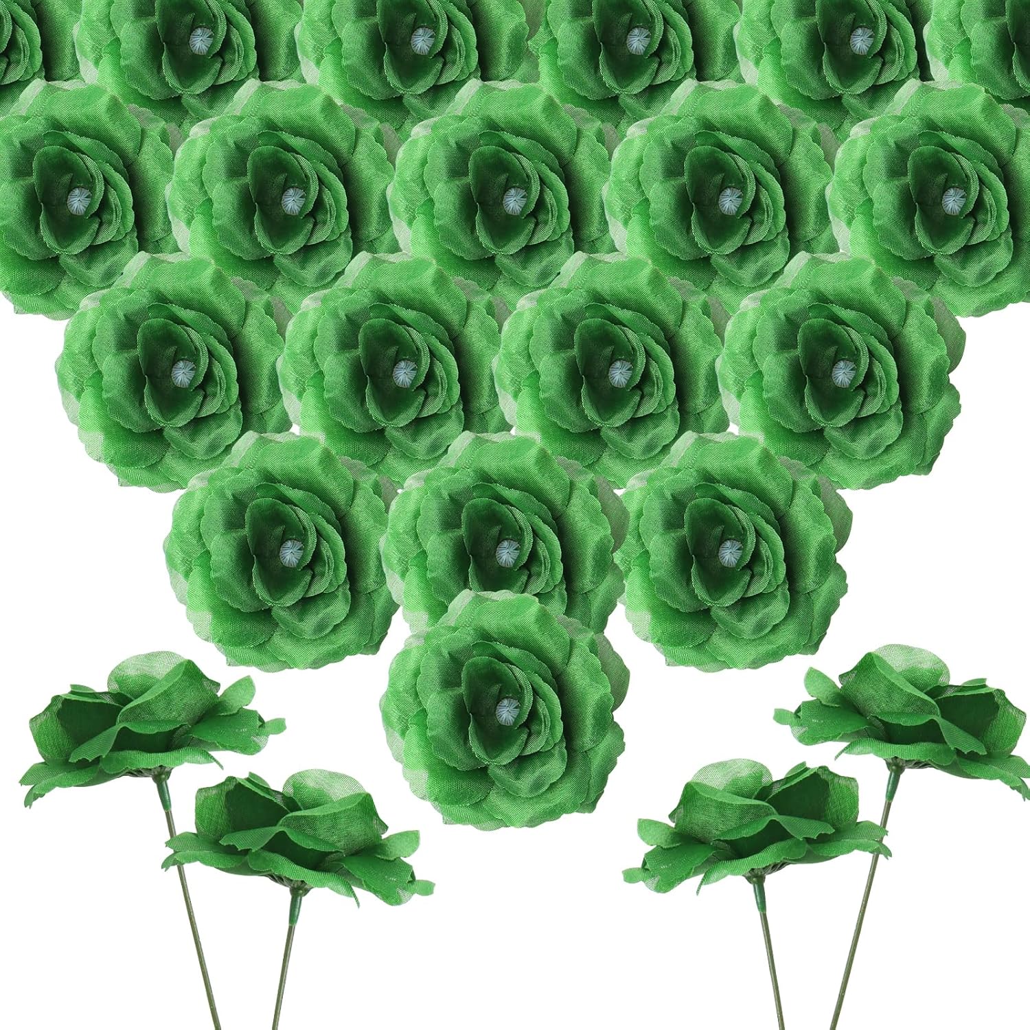 Amazon.com: Yzyil 100PCS Green Roses Artificial Flowers,3 Inch Green ...