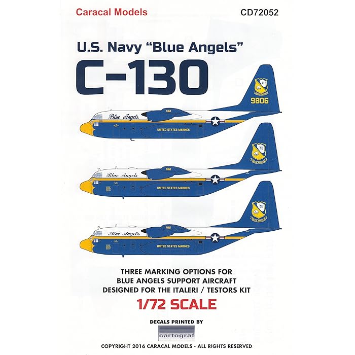 Buy Caracal Models CARCD72052 1:72 Decals - C-130 Hercules US Navy Blue ...
