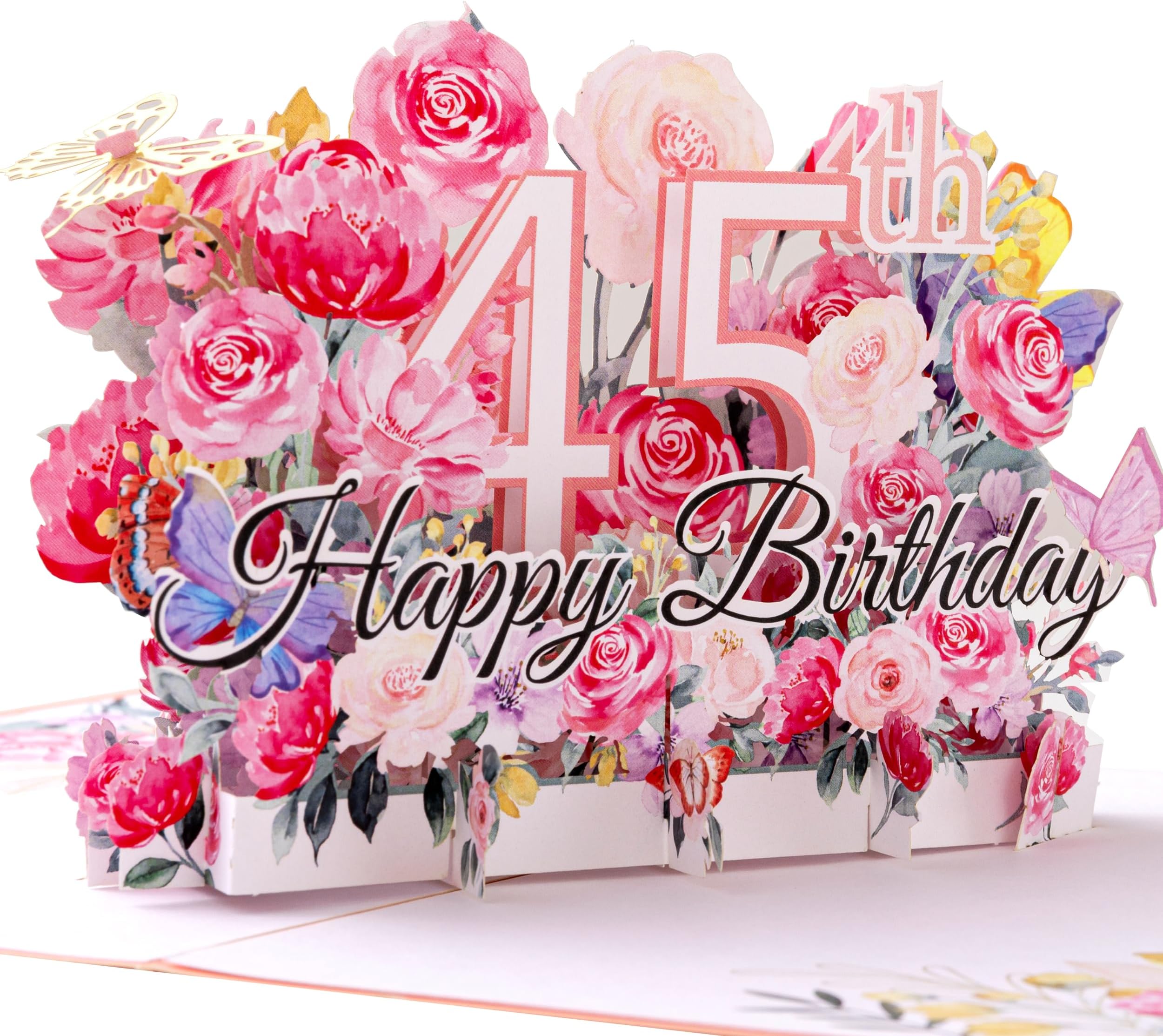 Amazon.com : HBlife 45th Birthday Pop Up Greeting Card, Pink Floral ...