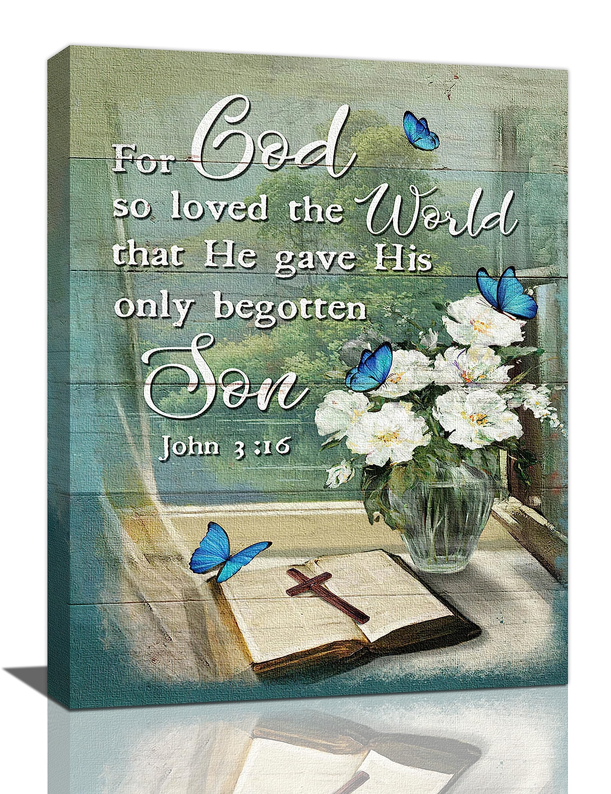 Amazon.com: reoqeosy Christian Floral Decor Wall Art Scripture Bible ...