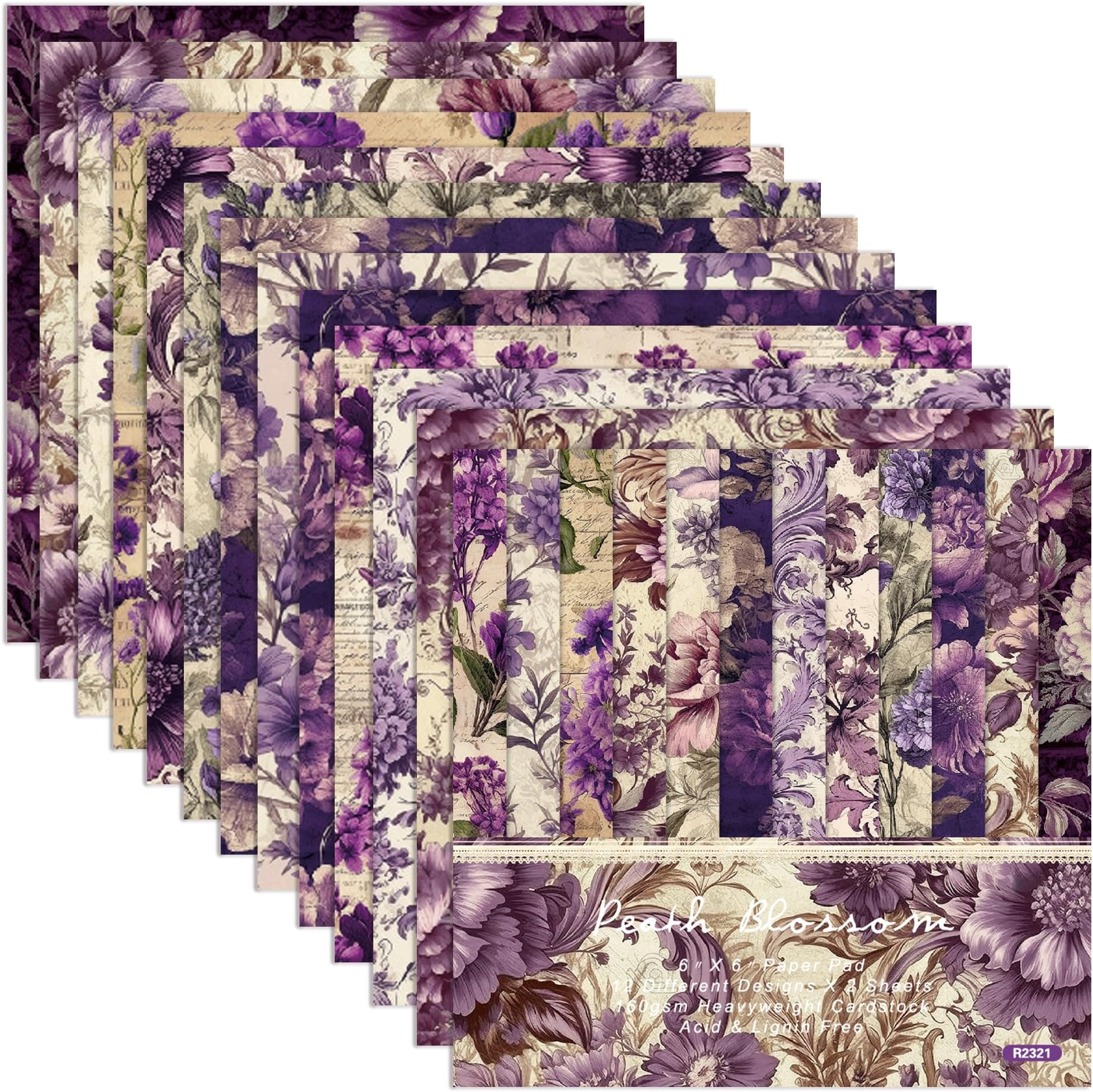 Amazon.com : GLKTOPO Decorative Paper 24 Sheets Rose Floral Scrapbook ...