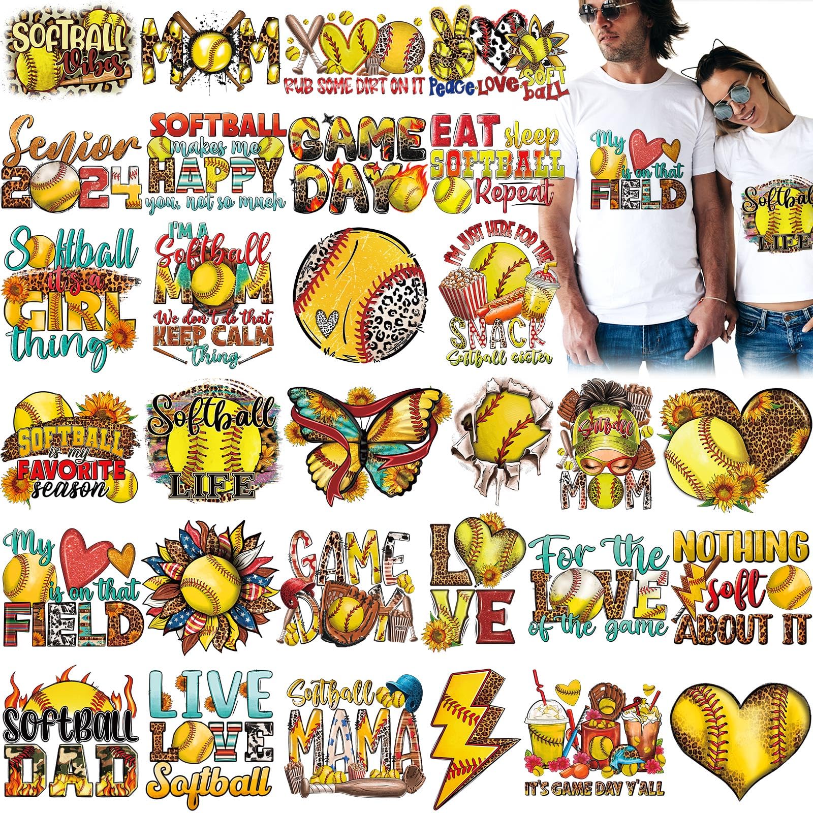 Amazon.com: Zhanmai 30 Pcs Western Softball Iron on Transfers for T ...