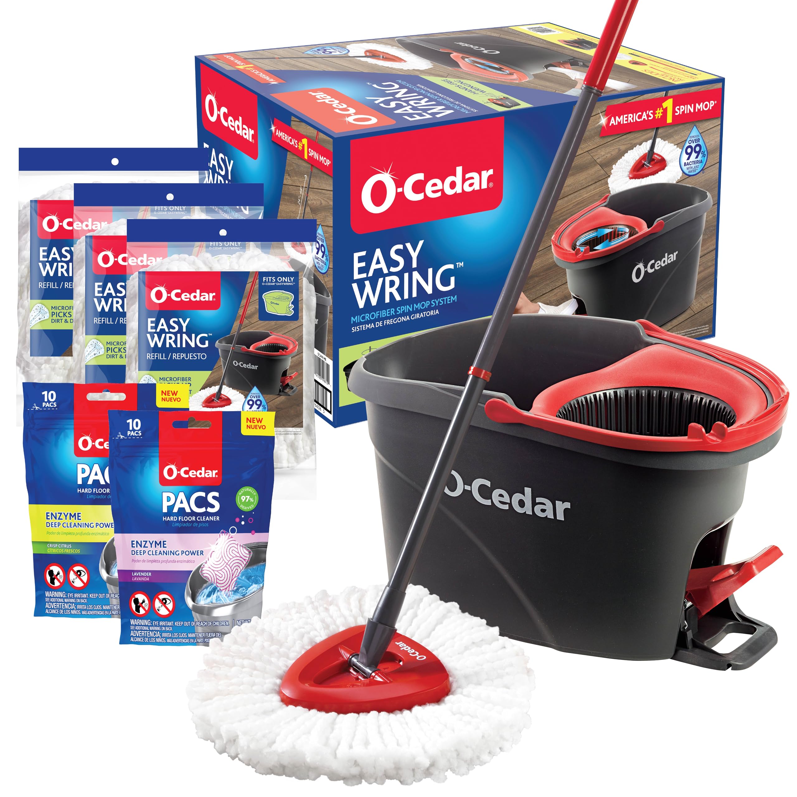 Amazon.com: O-Cedar System Easy Wring Spin Mop & Bucket with 3 Extra ...