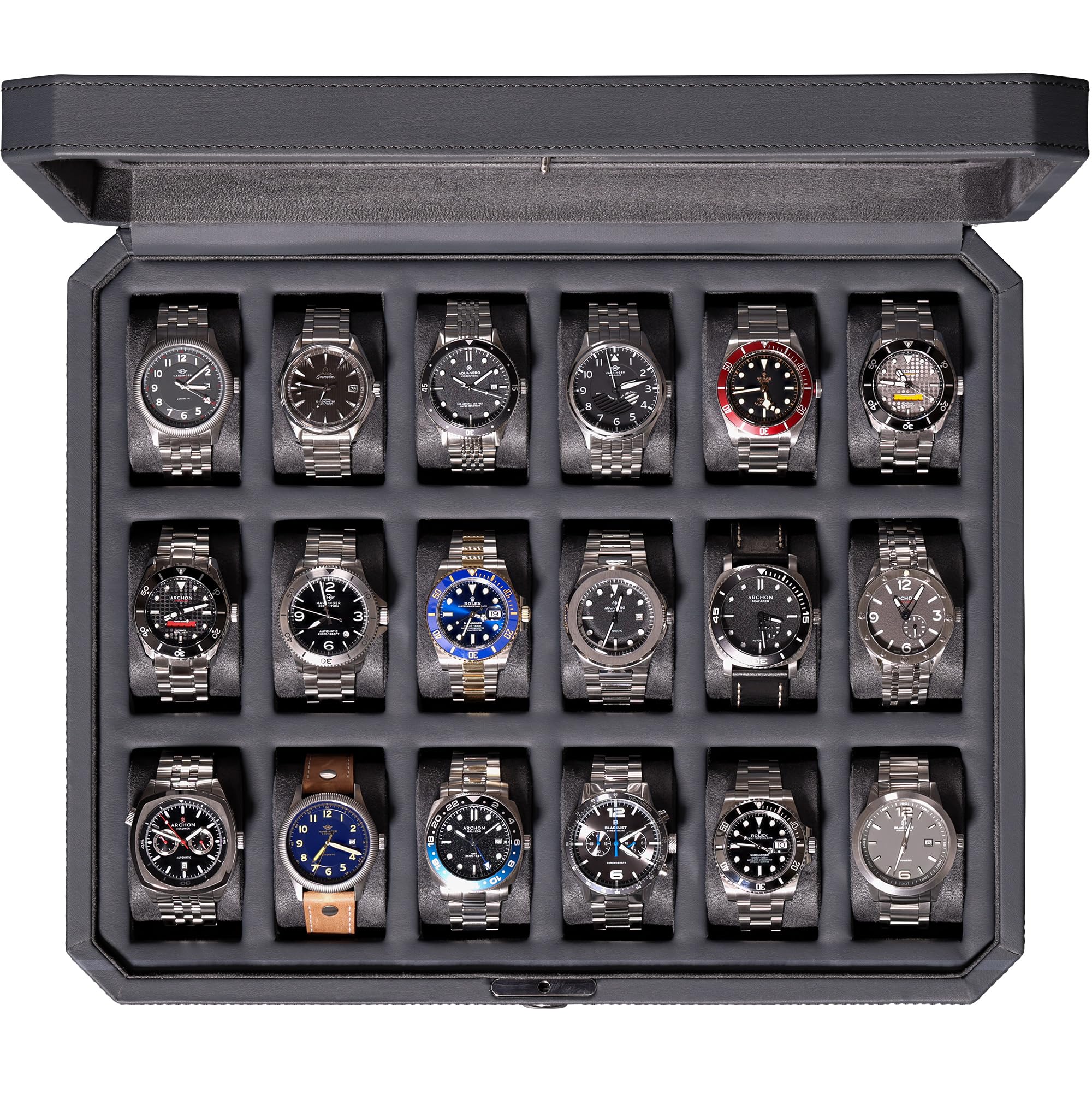 Amazon.com: ROTHWELL 18-Slot Watch Case – Luxury Watch Box for Men ...