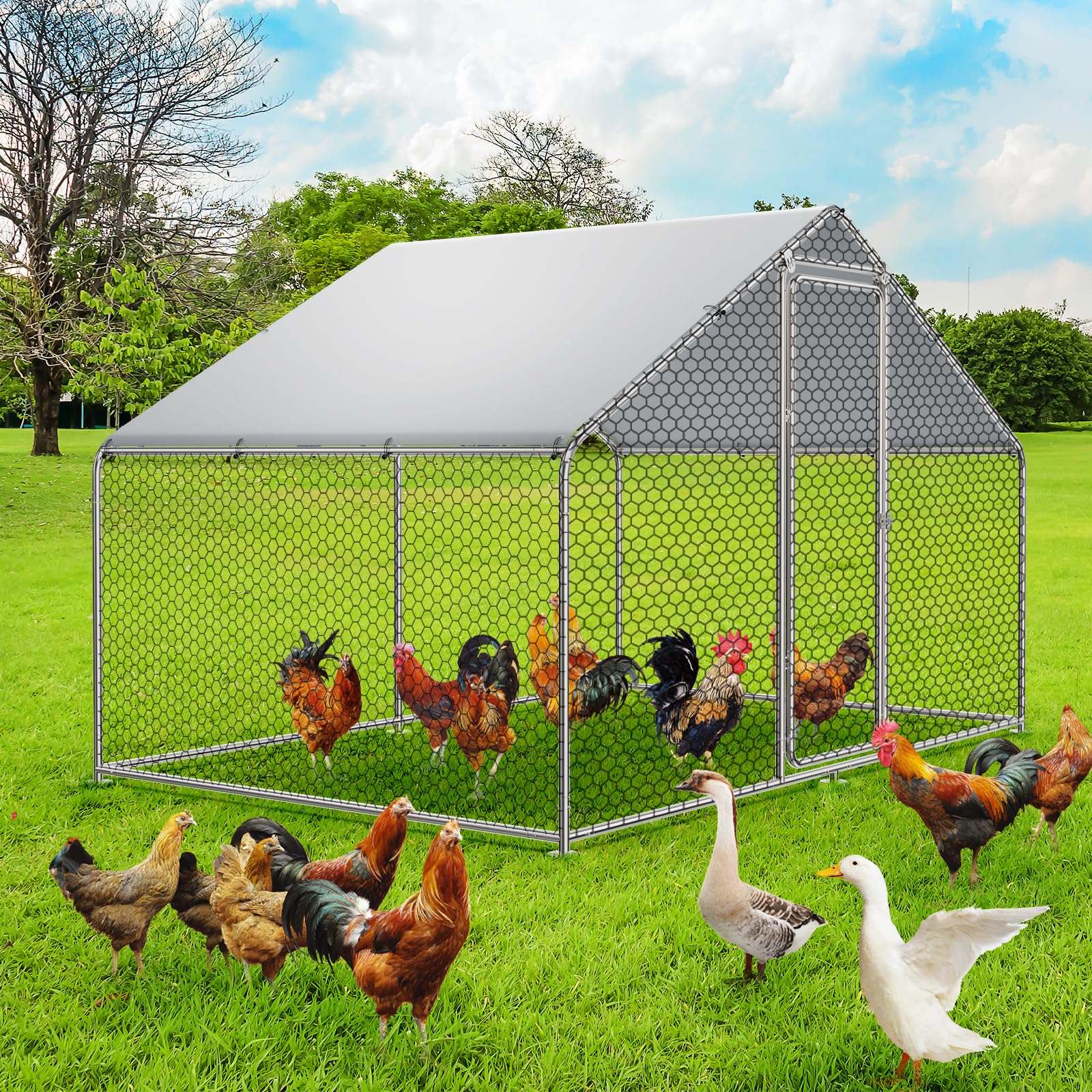 Snapklik.com : RITSU Large Metal Chicken Coop Run For 6/10 Chickens ...