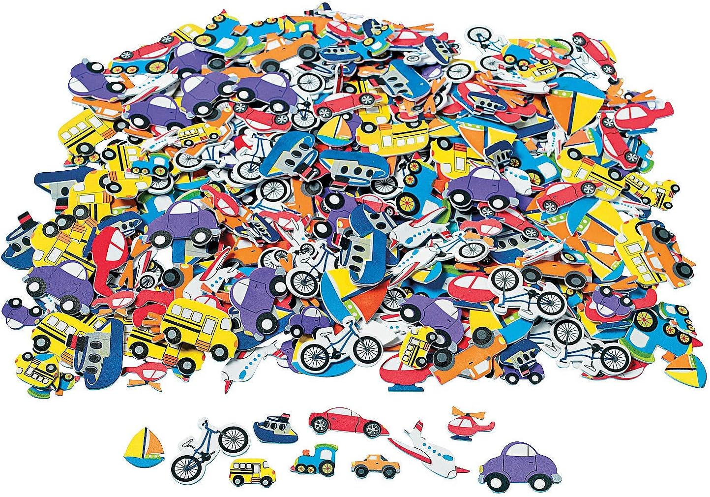 Amazon.com: 500 pc Foam TRANSPORTATION Self Adhesive Craft Shapes/CARS ...