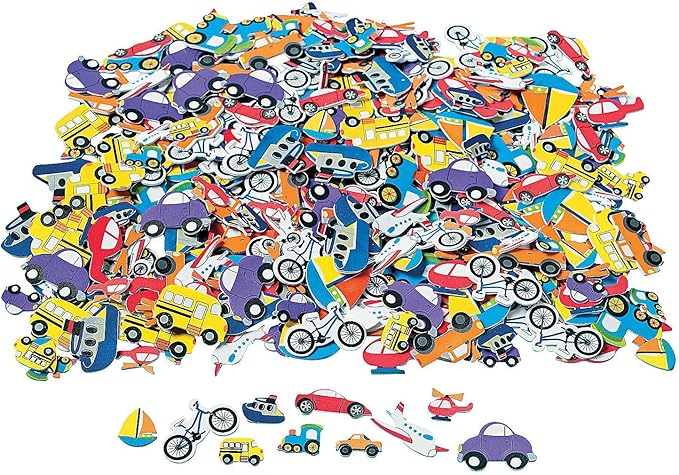 Amazon.com: 500 pc Foam TRANSPORTATION Self Adhesive Craft Shapes/CARS ...