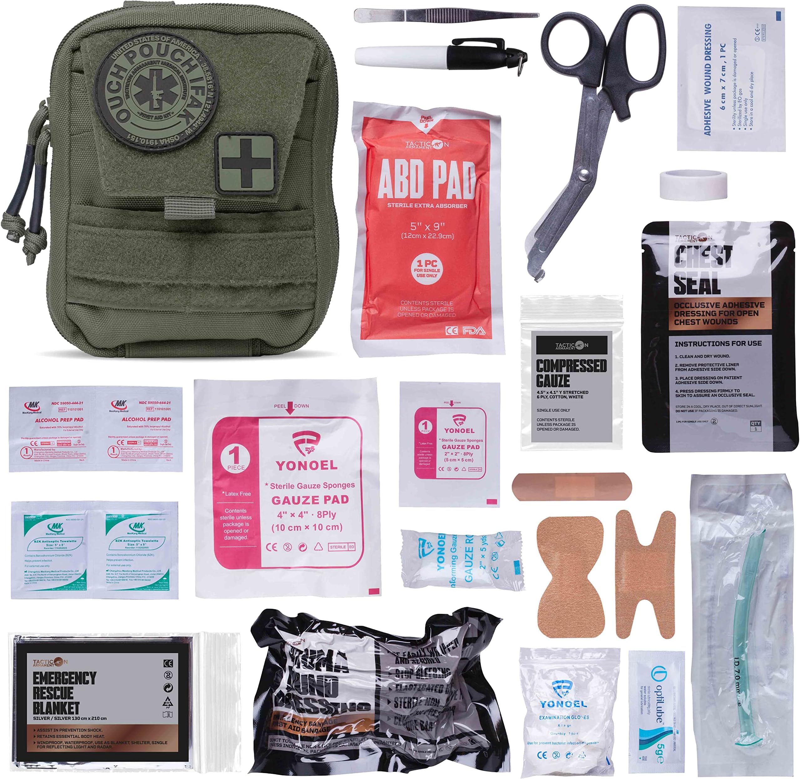 Amazon.com: TACTICON V2 Standard IFAK Trauma First Aid Kit | EMT ...