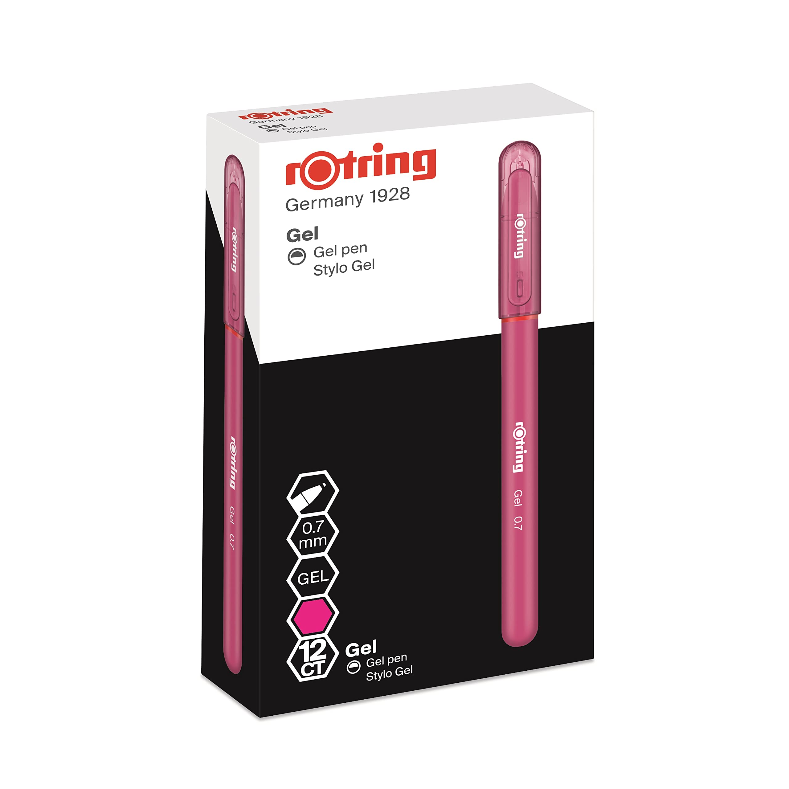 rOtring Gel Rollerball Pens - Medium Point 0.7mm - Box of 12 - Smooth ...