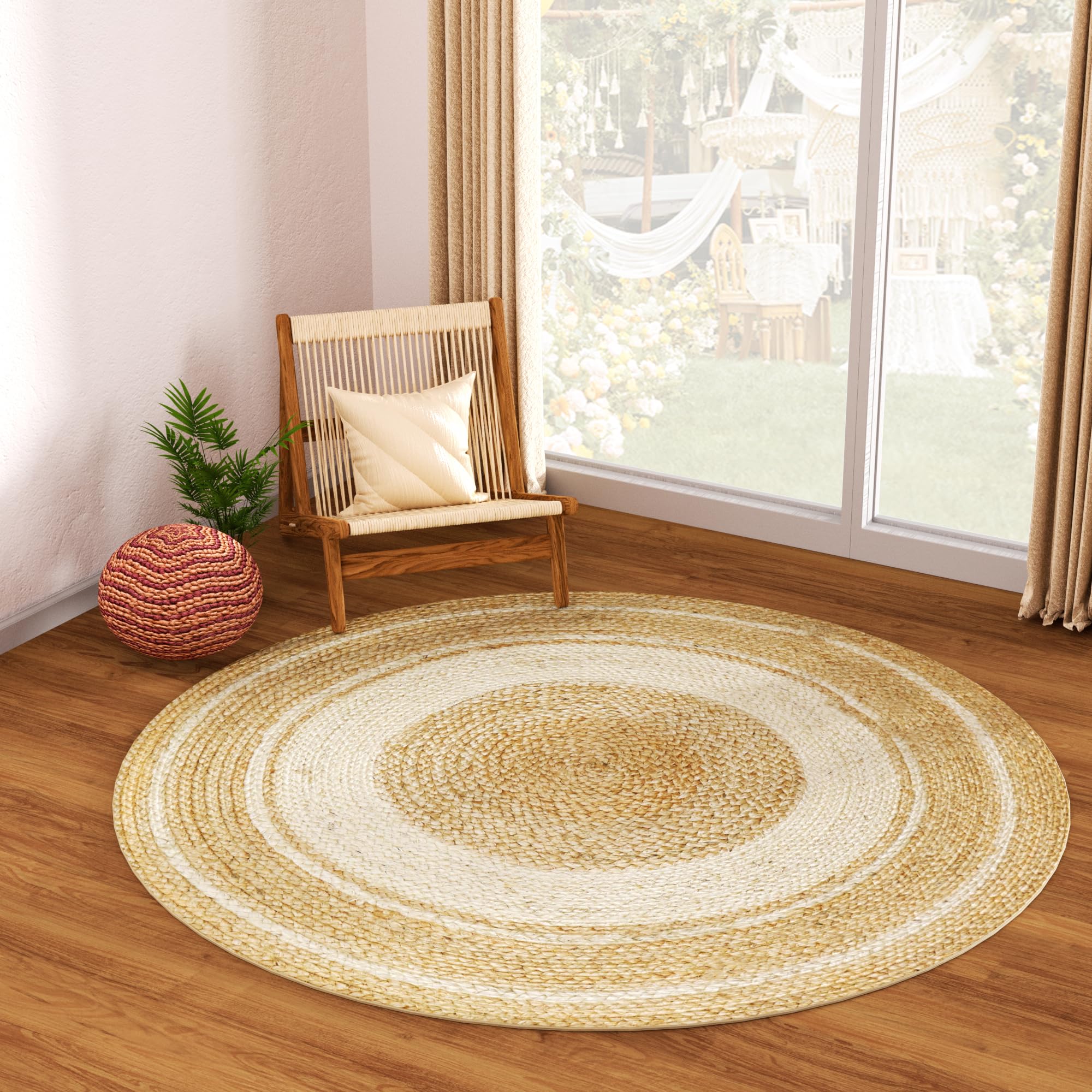 Amazon.com: YUIlili Braided Jute Area Rug, 7' Round - Natural, Hand ...