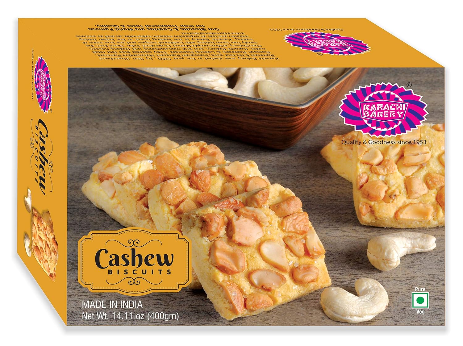 KARACHI BAKERY PREMIUM CASHEW COOKIES BISCUITS, 400 GRAMS ( Pack of 2 ...