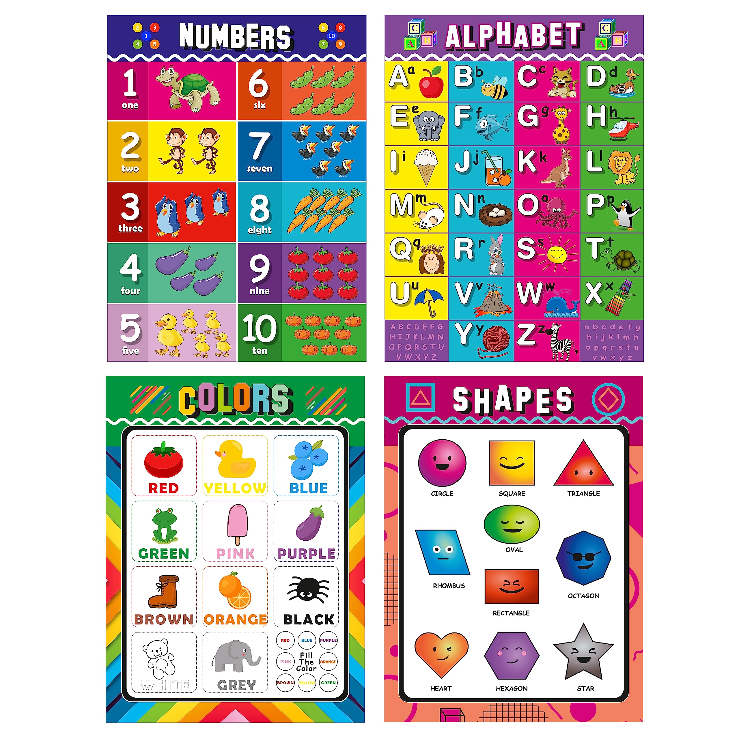 Buy easykart labels 4 Piece Laminated - ABC Alphabet,Numbers 1-10 ...