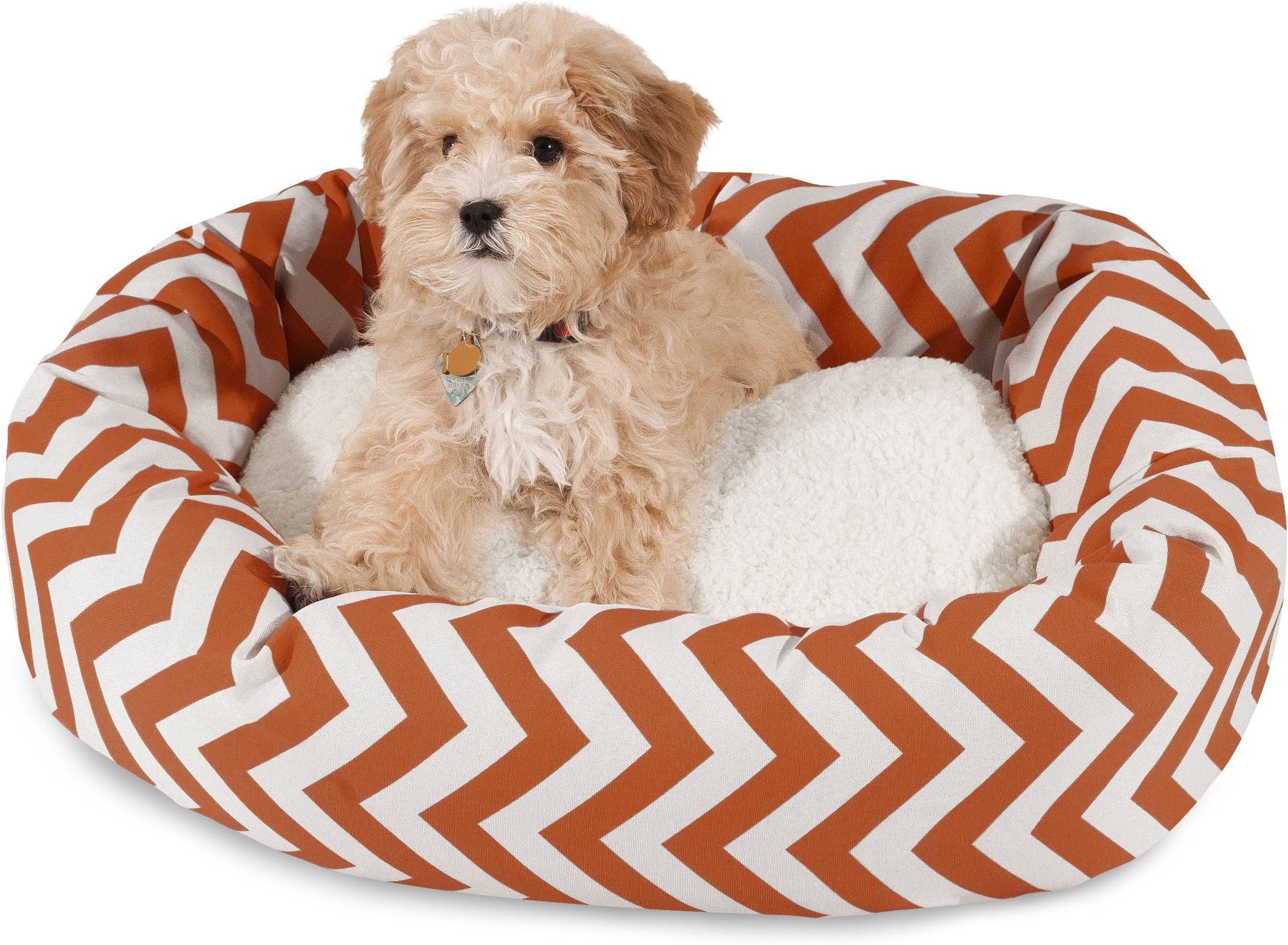 Amazon.com : 40 inch Burnt Orange Bamboo Sherpa Bagel Dog Bed : Pet ...