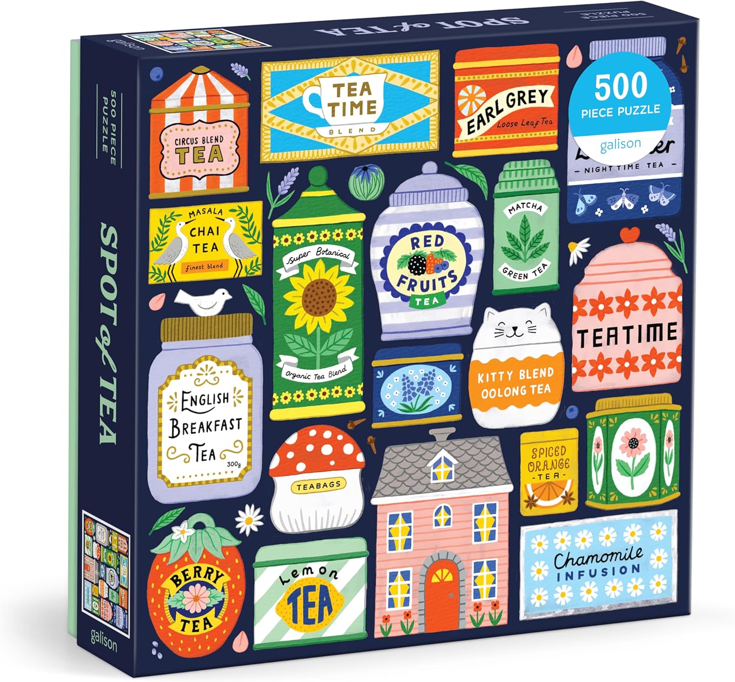 Amazon.com: Galison Spot of Tea – 500 Piece Jigsaw Puzzle Featuring ...
